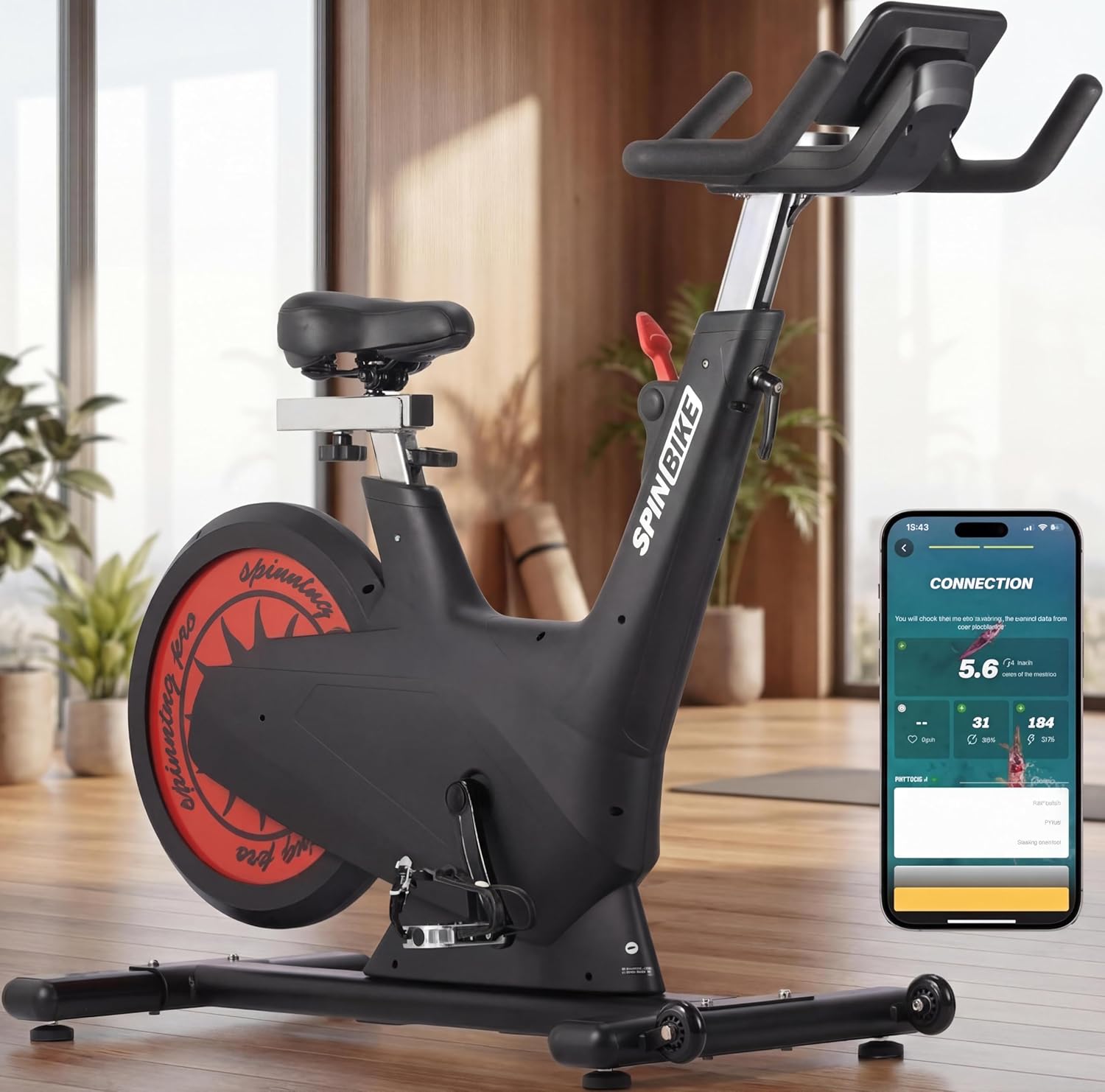 GAOMON Self Powered Rear Drive Stationary Bike Heavy Steel Plastic ...