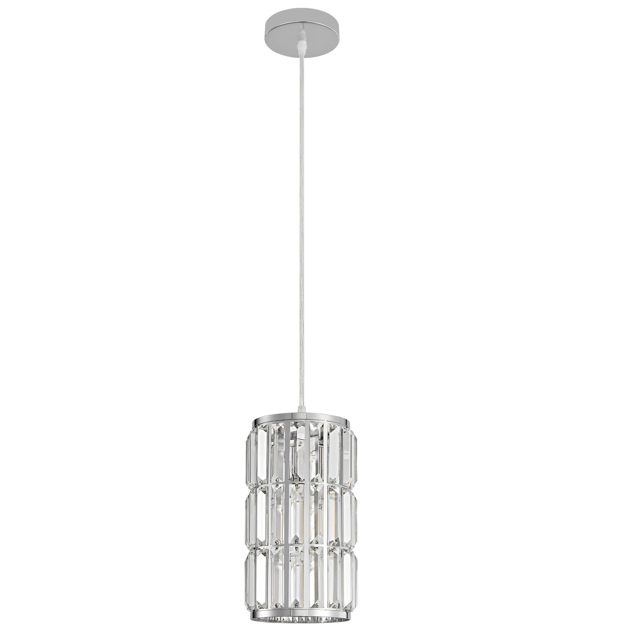 Lanmate Chrome Crystal Cylinder Pendant Lighting Fixture Adjustable ...
