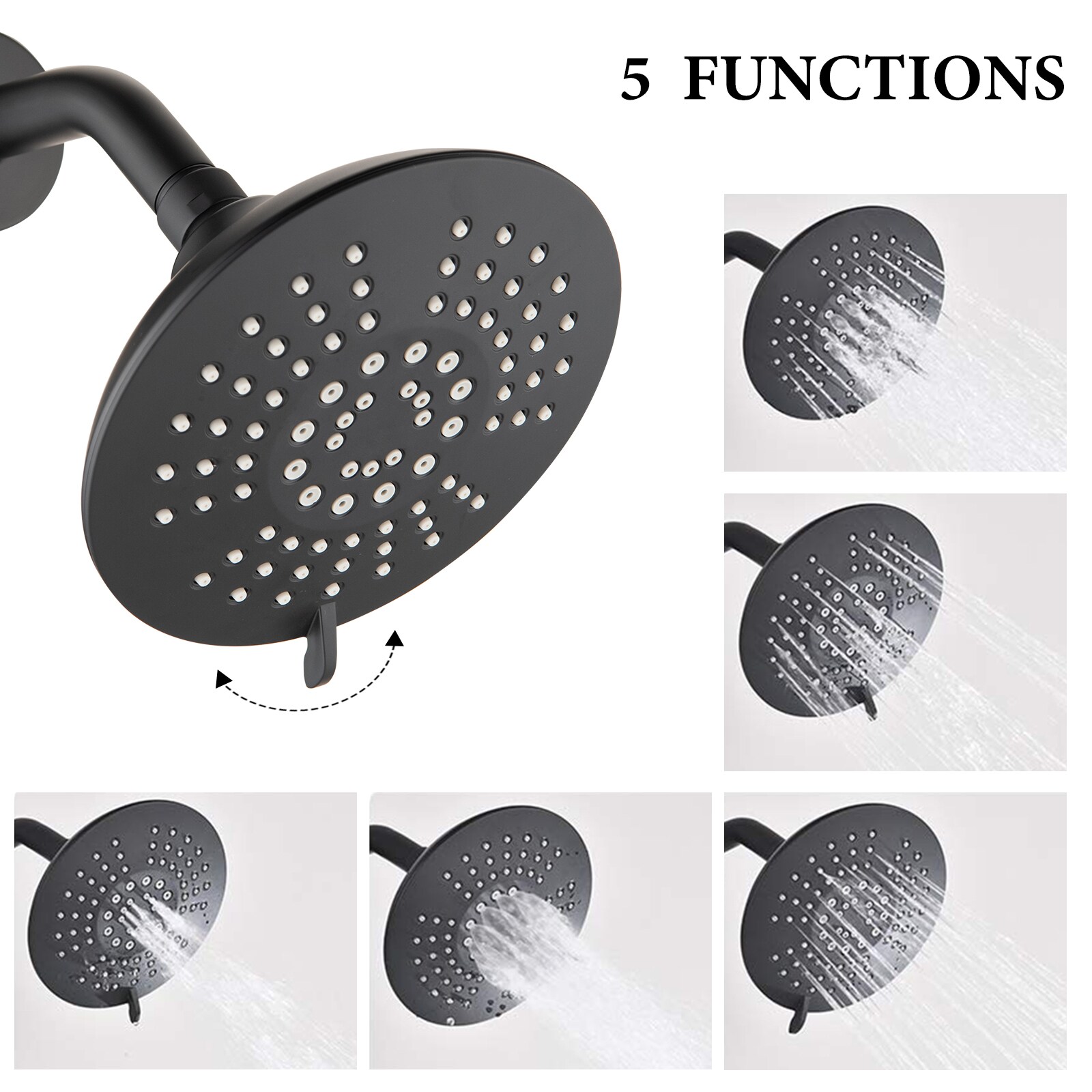 Tatayosi Single Handle Shower Set with 5 Function Shower Head and All Metal Construction Easy ...