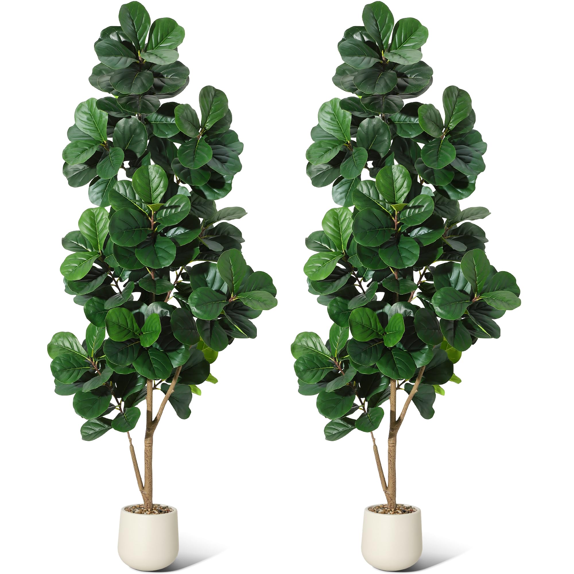 GarveeLife Fiddle Leaf Fig Tree Artificial with 48 Leaves Realistic ...