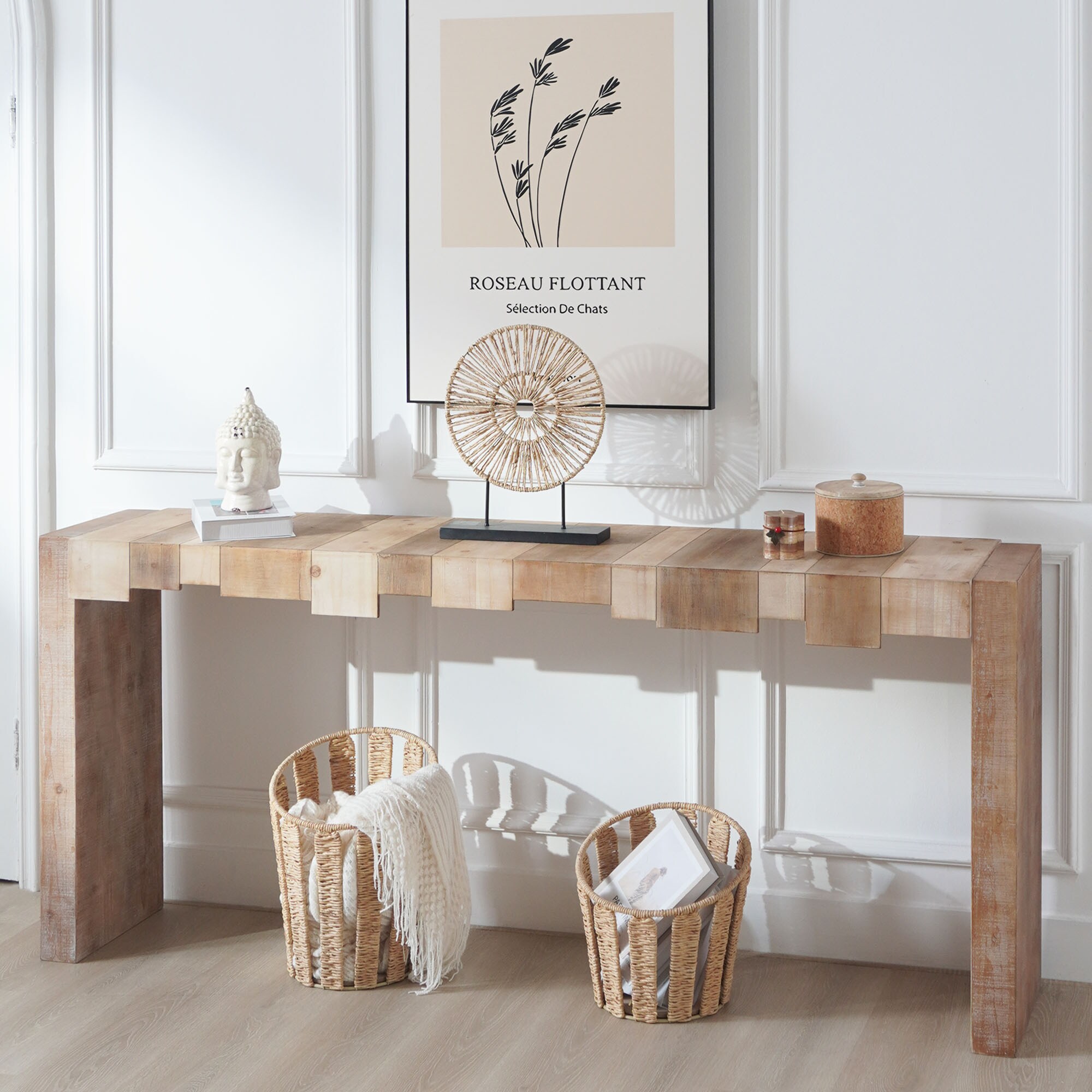 Dexmalle Rustic Console Table with Sculpted Block Design in the Console ...