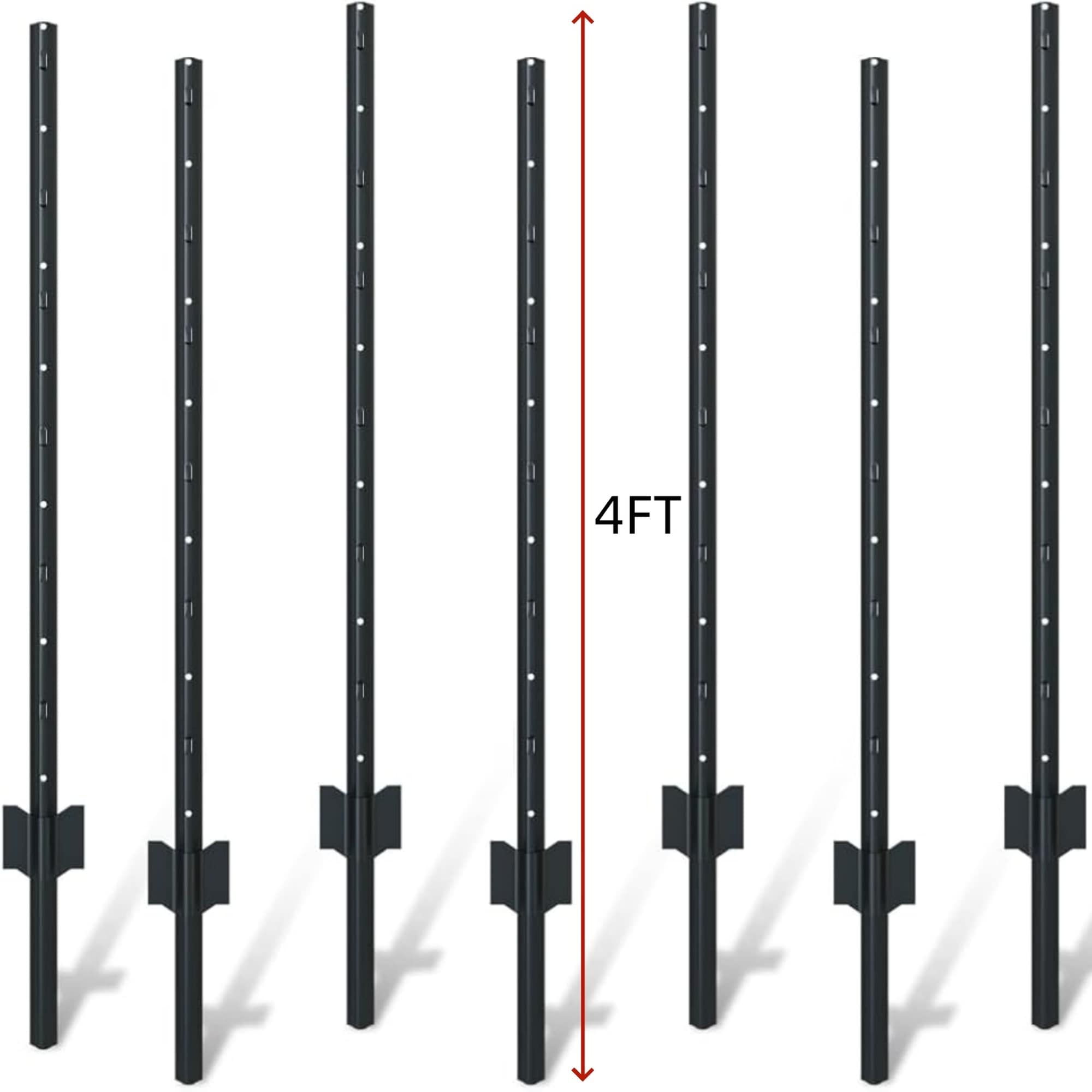 Wudkey Black 4 FT Metal U Fence Posts Set of 10 Heavy Duty No-Dig ...