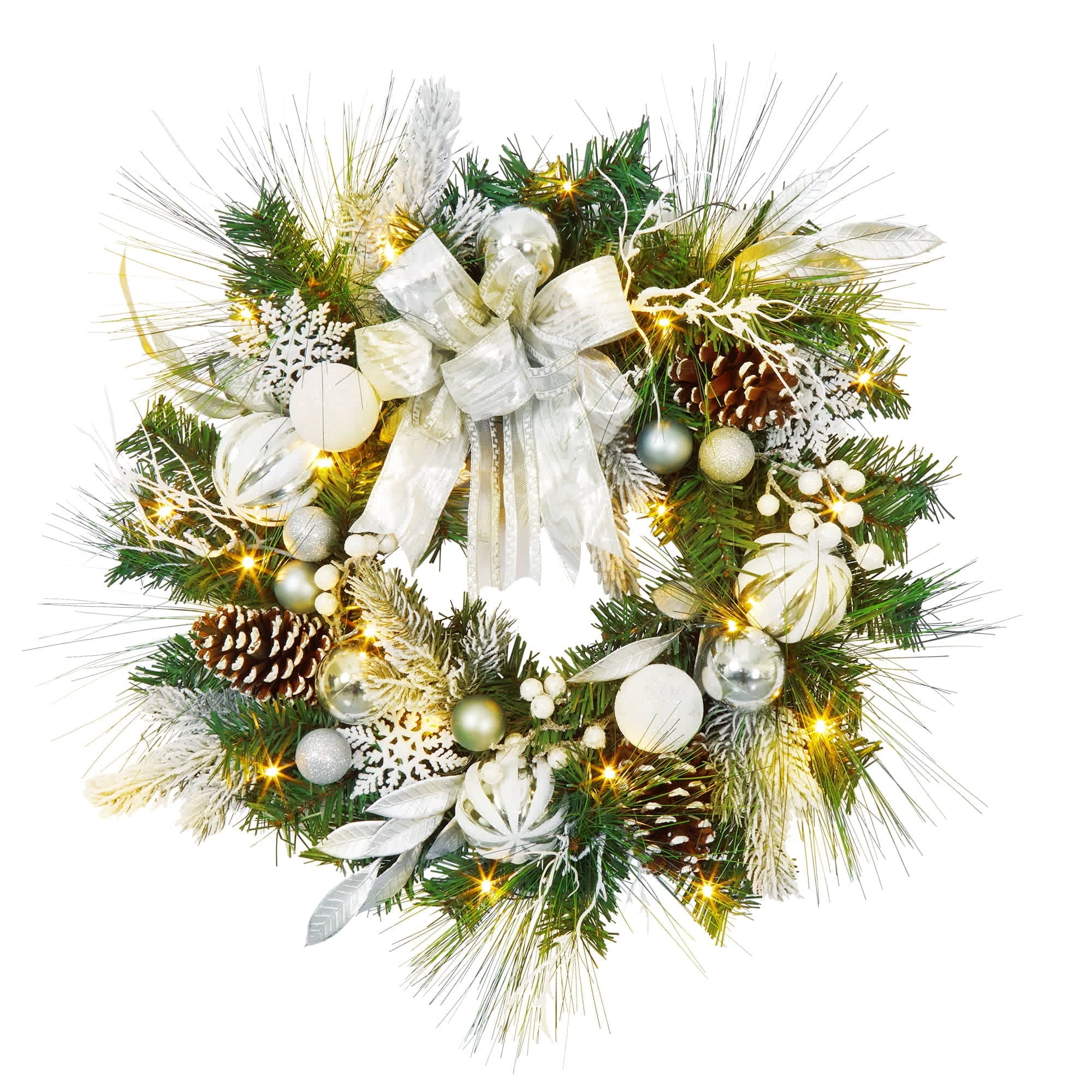 Garvee 24inch Battery Operated Christmas Wreath with Lights - Pre-Lit ...