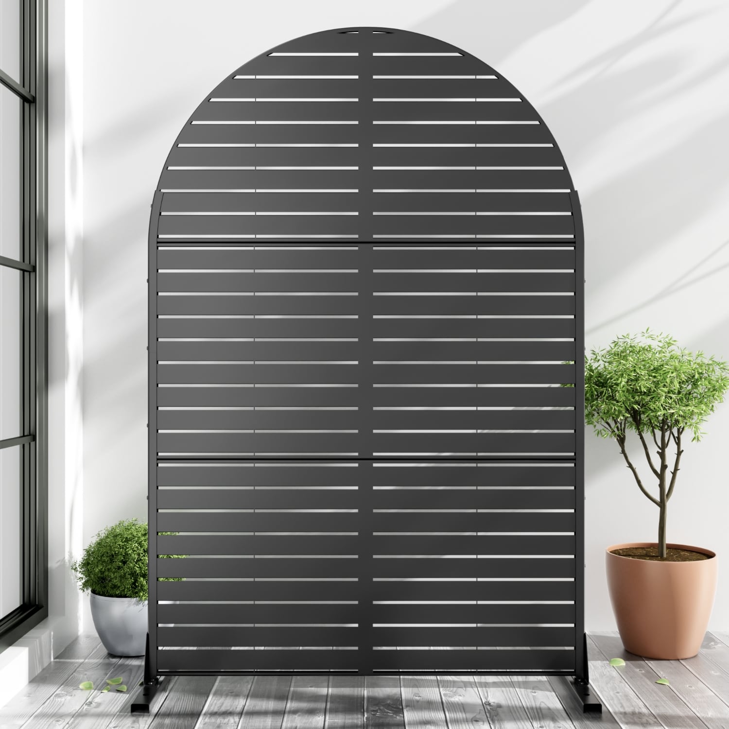 Wooakway Modern 47 in. L x 16 in. W x 72 in. H Black Galvanized Steel ...