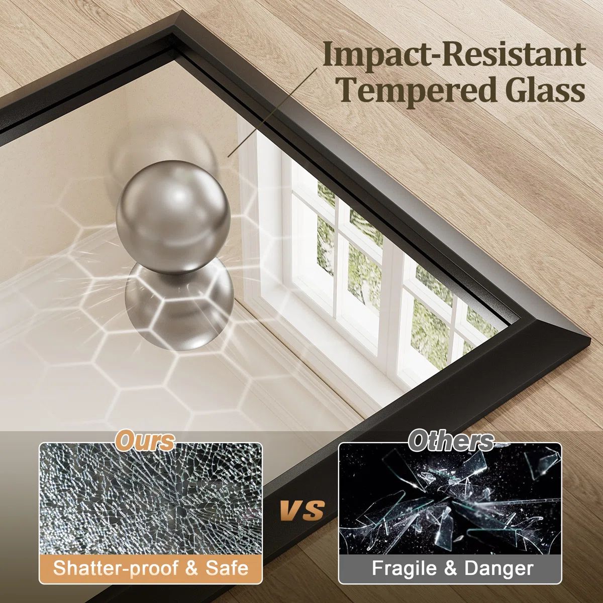 Blisstyle Set of 2 Tempered Glass 36-in x 36-in Beveled Rectangle ...