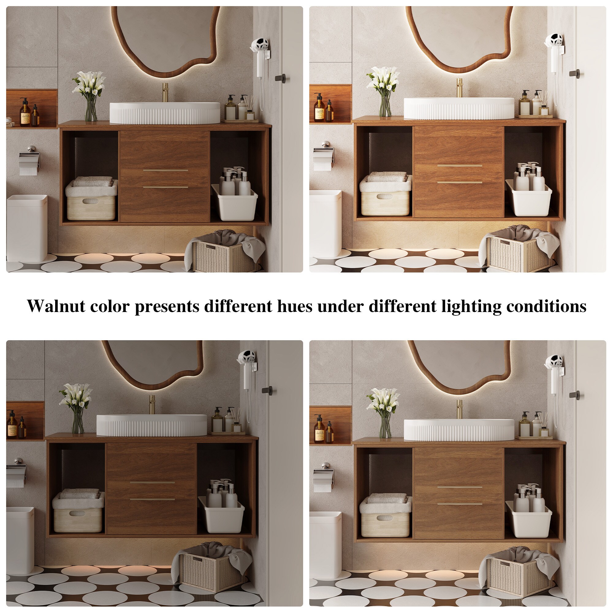 Vanityfus 39.4 -in Floating Bathroom Vanity with Ceramic sink Wall ...