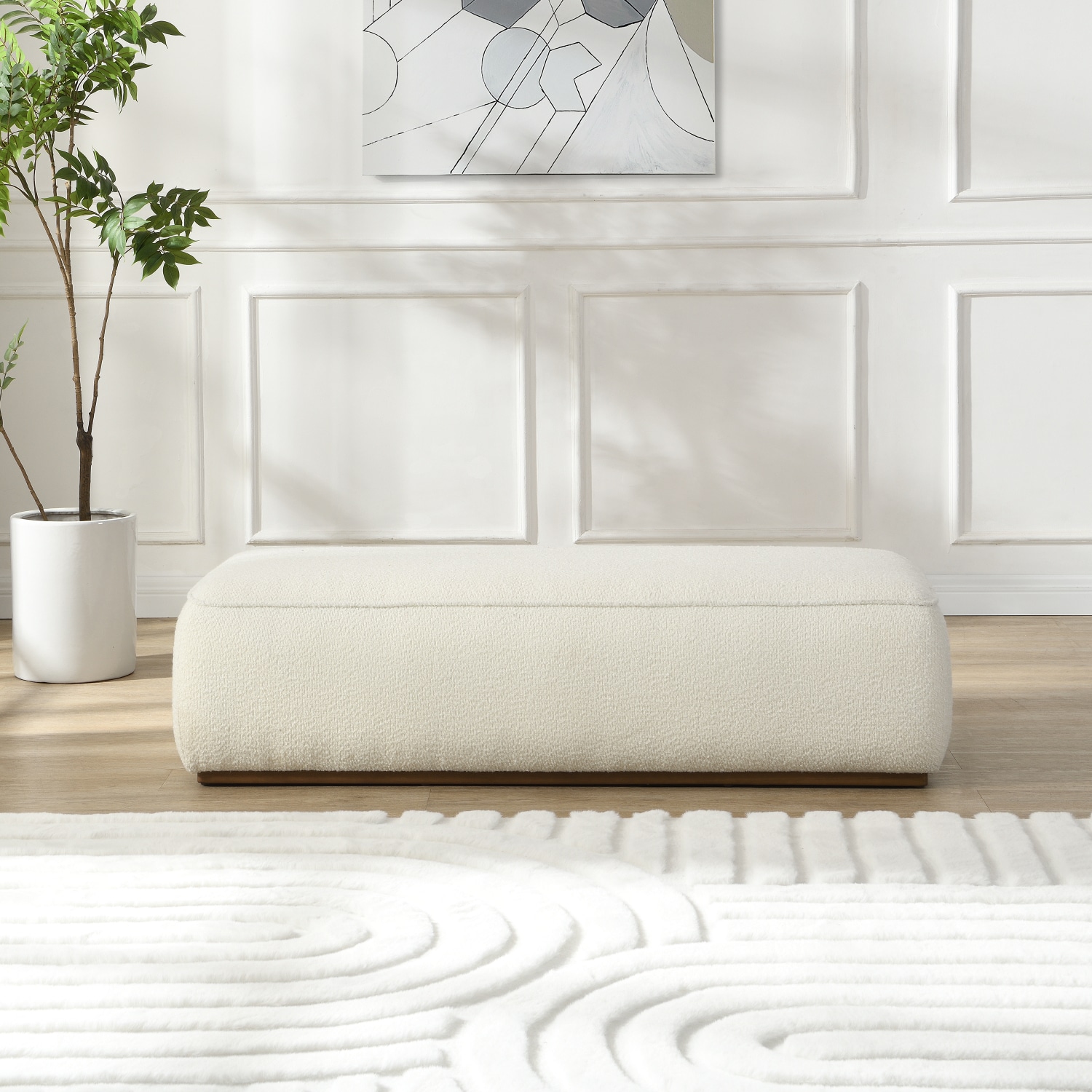 Streamdale Furniture Streamdale Comfort Beige 52'' Grainy Footstool in ...