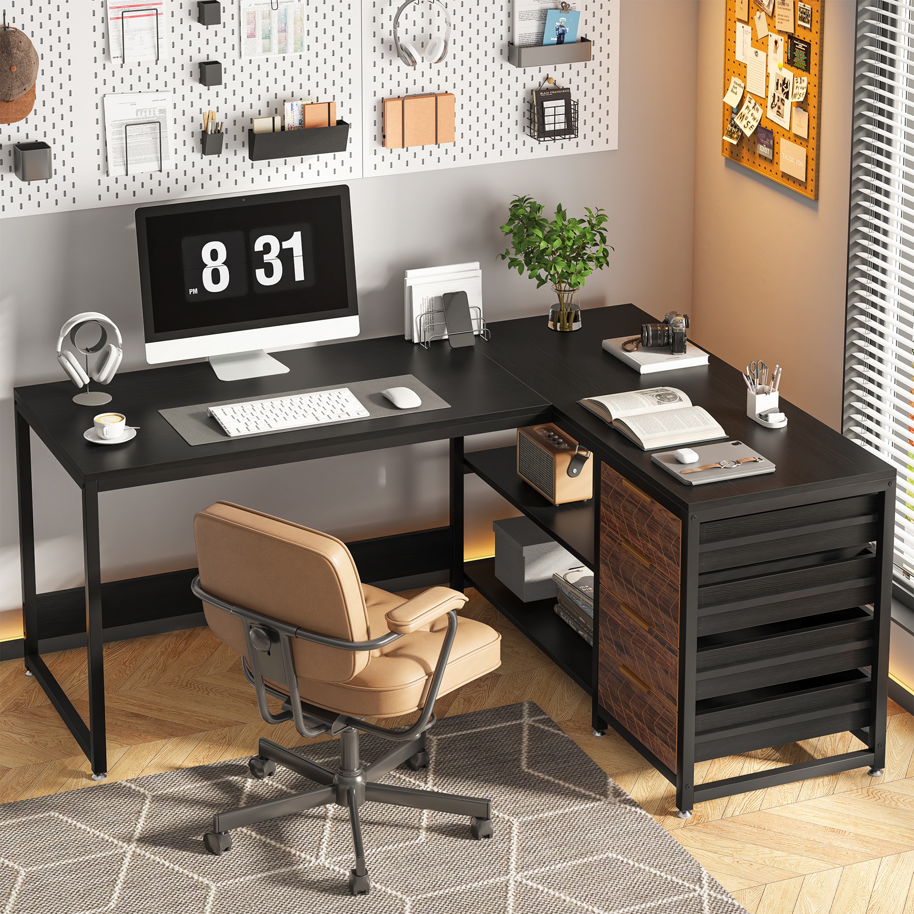 Fnova Office Conference Table Black 2 -Person Conference table ( 59-in ...