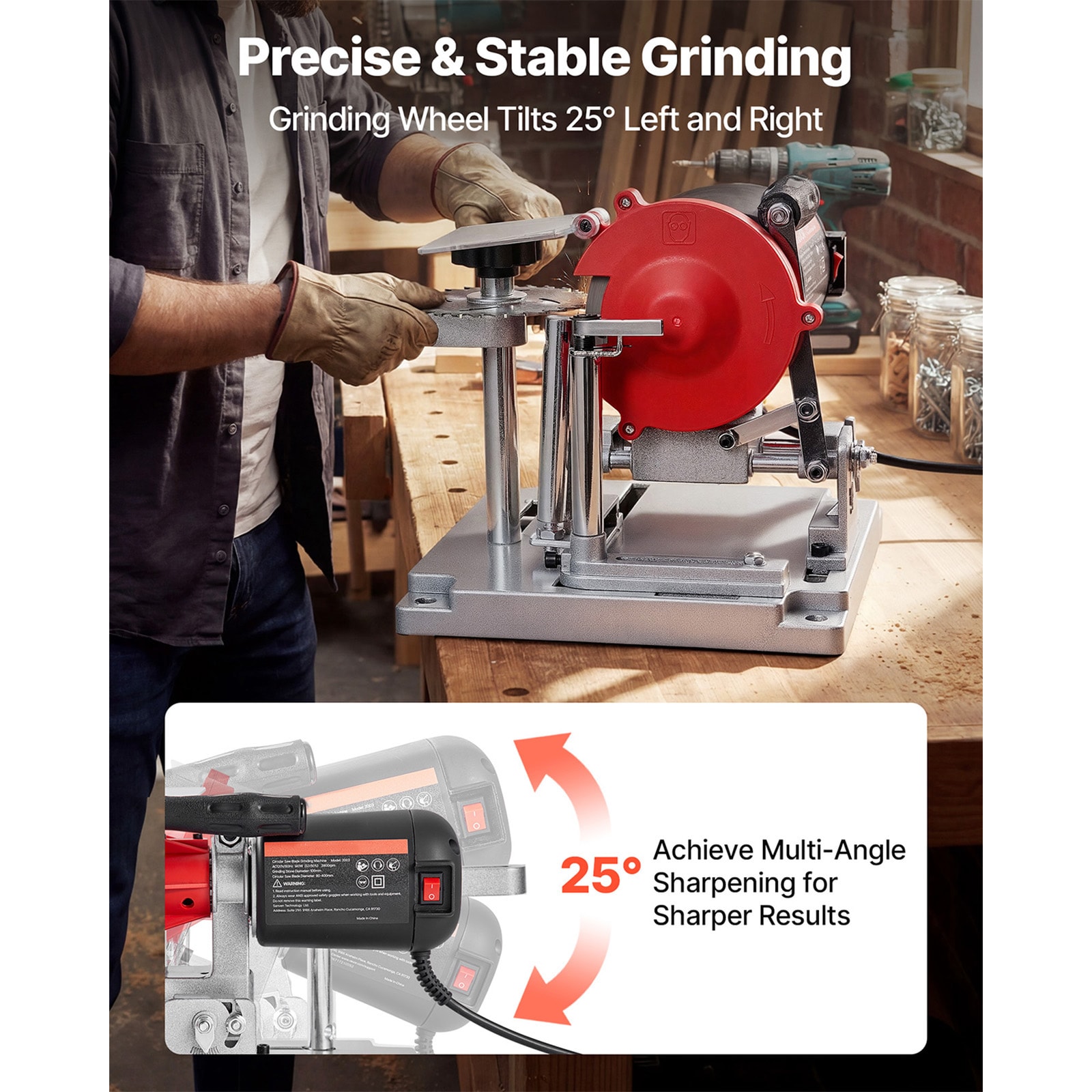 VEVOR Circular Saw Blade Sharpener 140W 3800RPM Electric Saw Blade ...