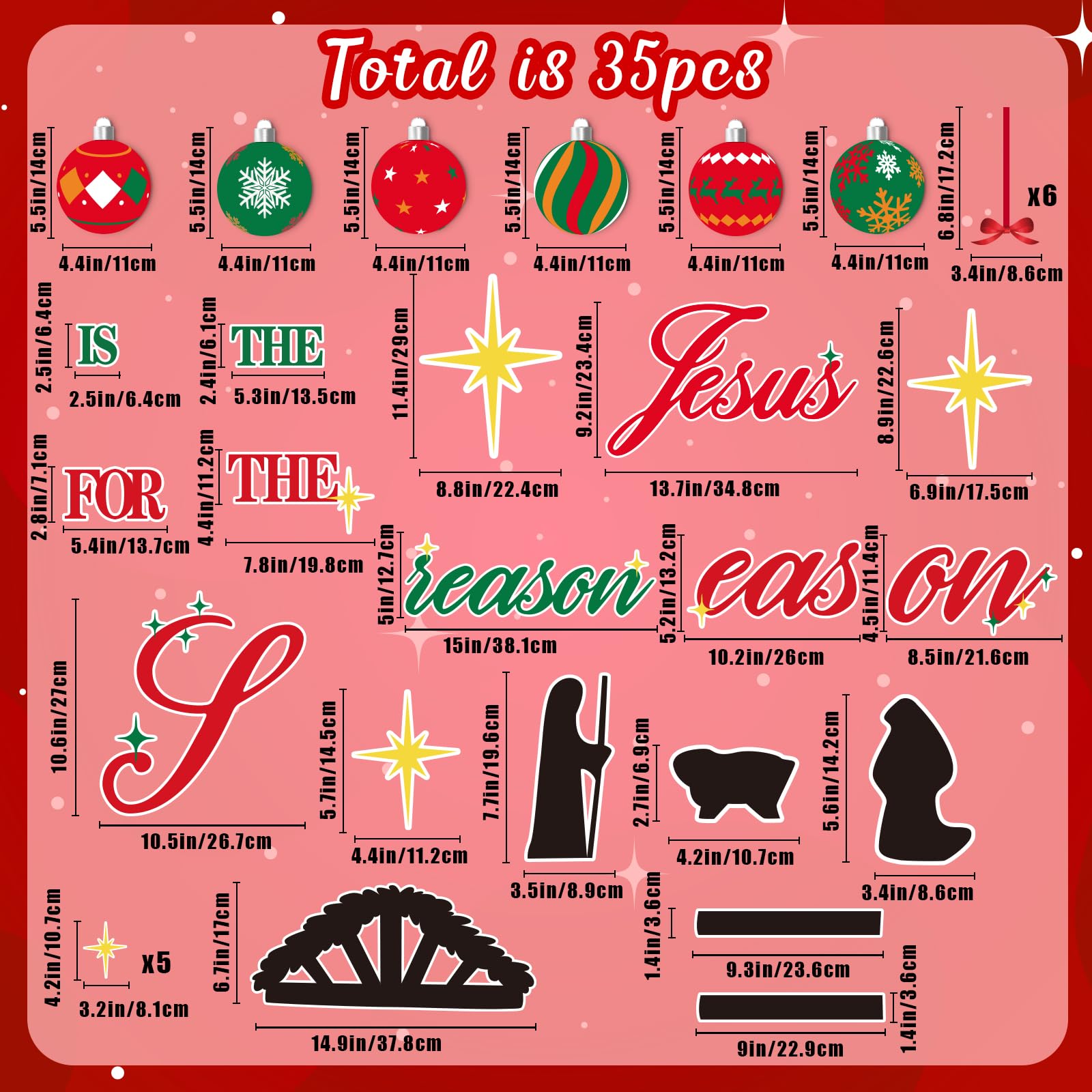 Phyfalip 34 pcs Christmas Garage Door Magnets Nativity Scene Holiday ...