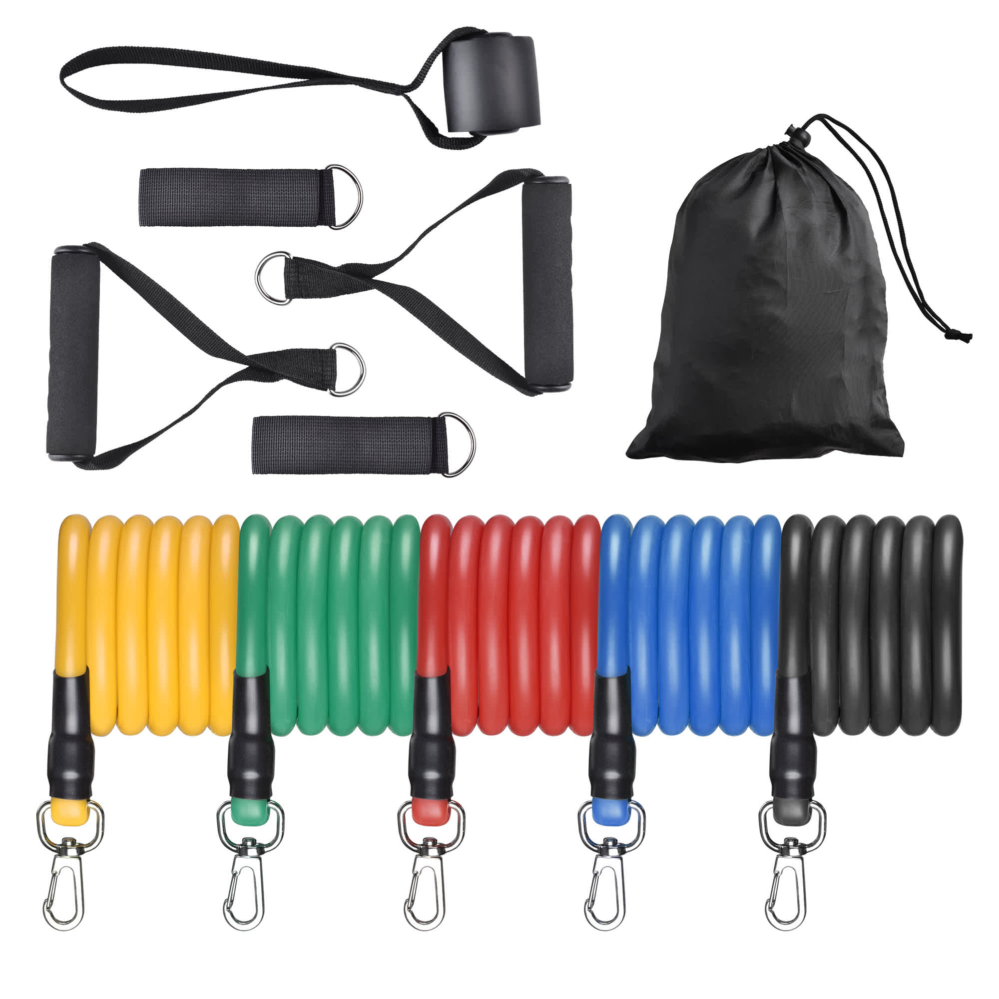 Yescom 5 Tubes Resistance Bands Set Exercise Workout Stackable 100Lbs ...