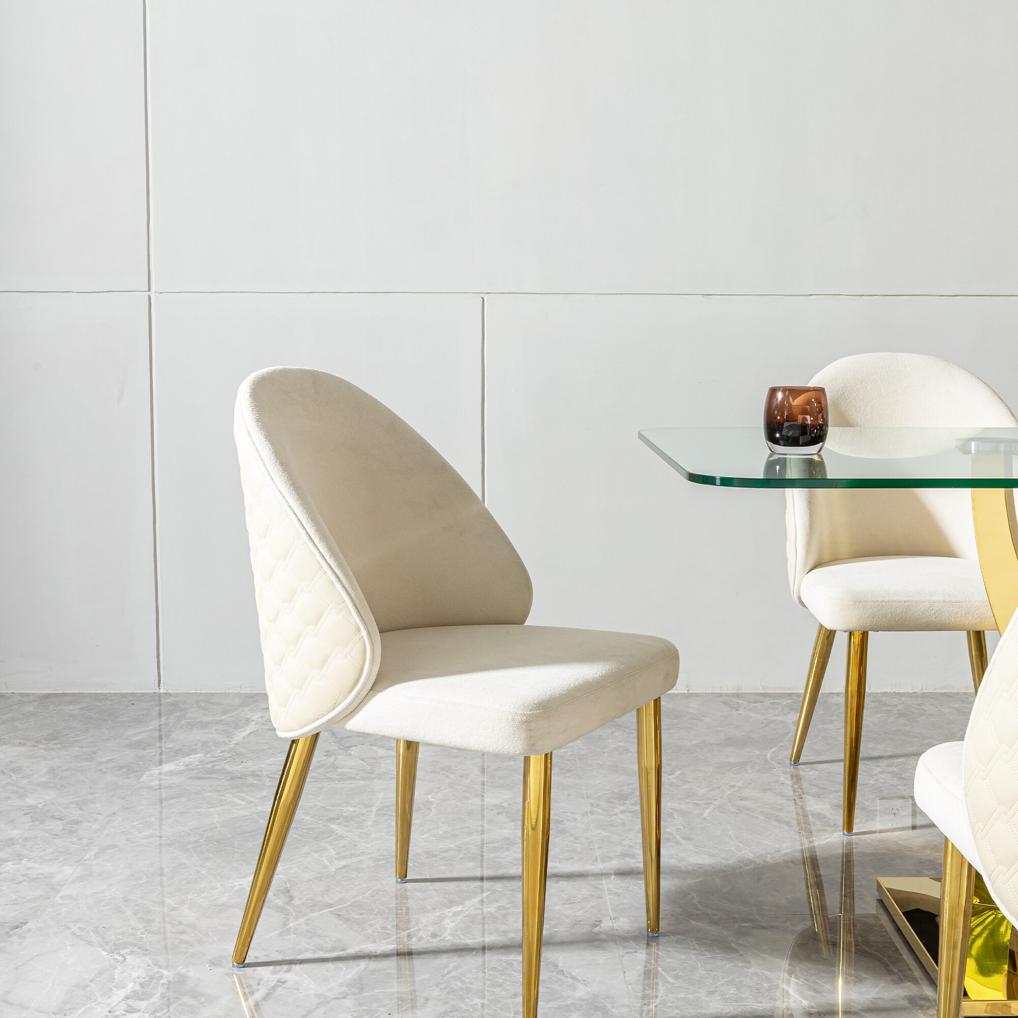 Wooakway 23 Inch Modern Dining Chairs Set of 2 PU Leather Back Cushion ...