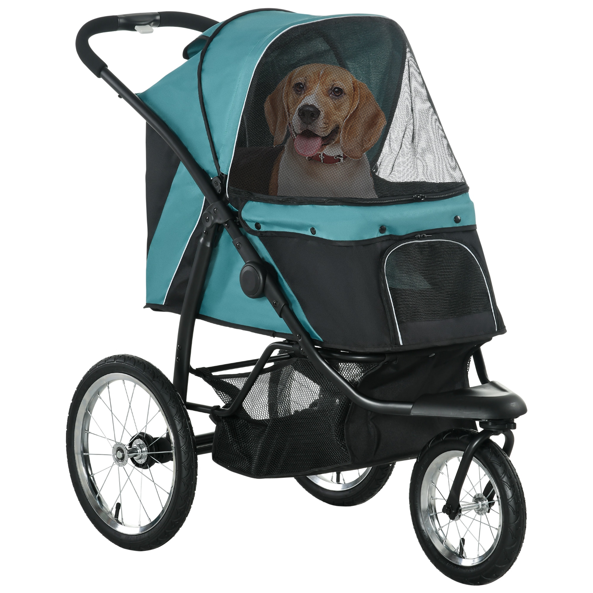 PawHut Pet Stroller for Small Dogs and Medium Dogs Foldable Cat Pram Dog Pushchair with ...