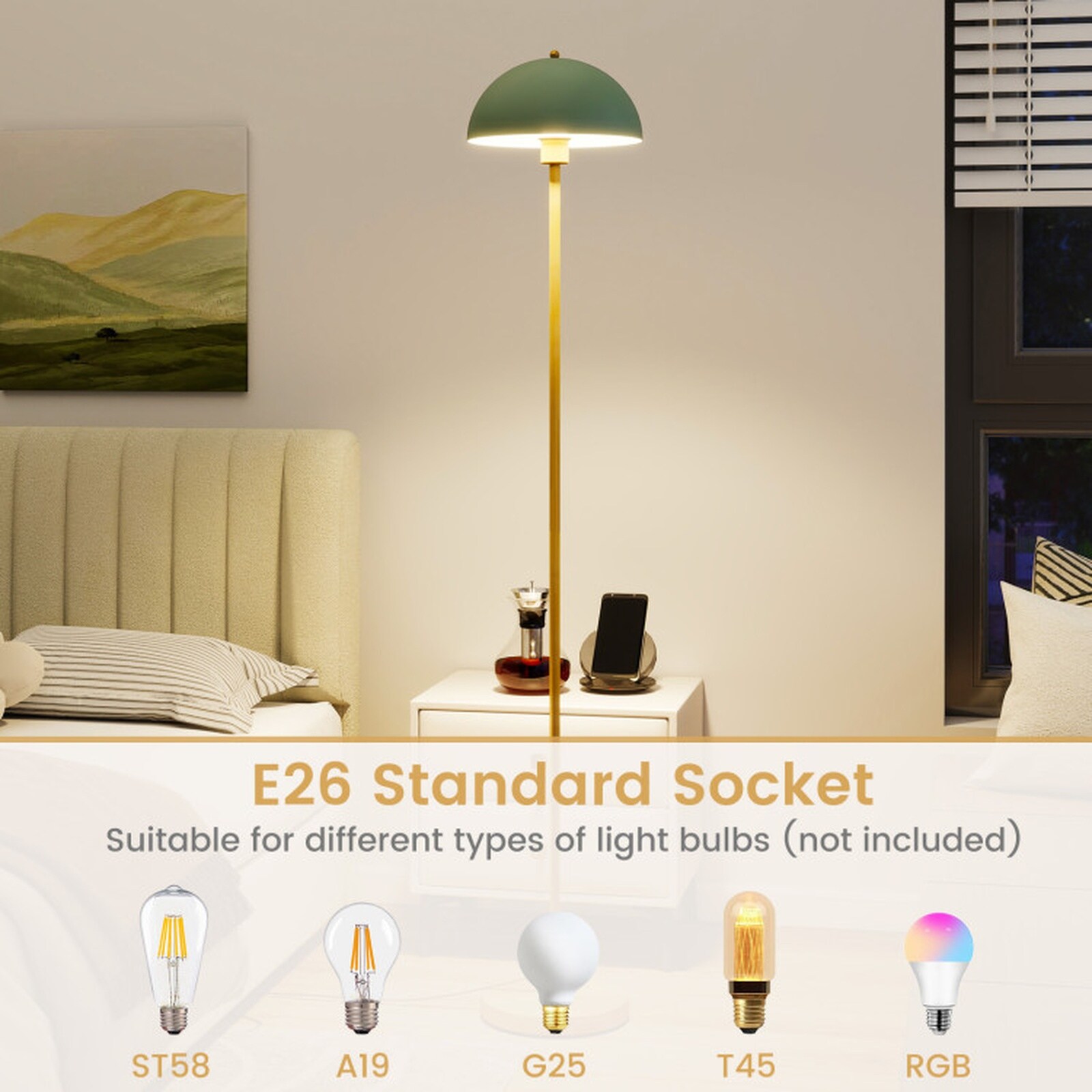 SUGIFT Modern Standing Floor Lamp with Adjustable Lamp Head Foot Switch ...