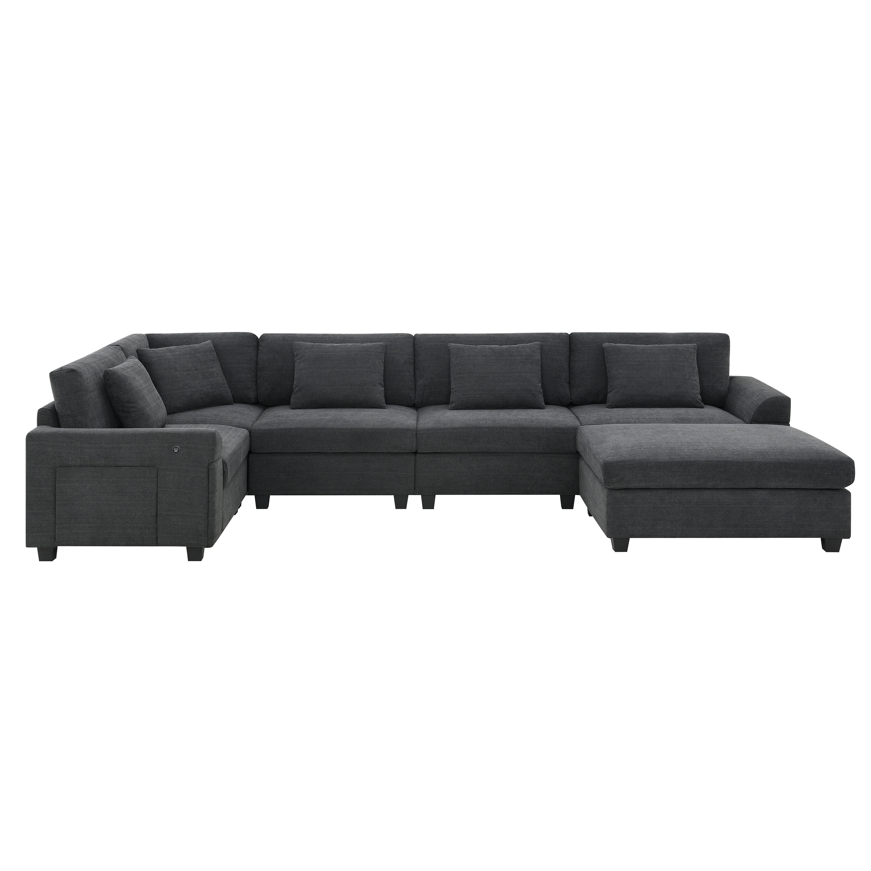 Bybafun 114-in Modern Gray Polyester/Blend 3-seater Reclining Sectional ...