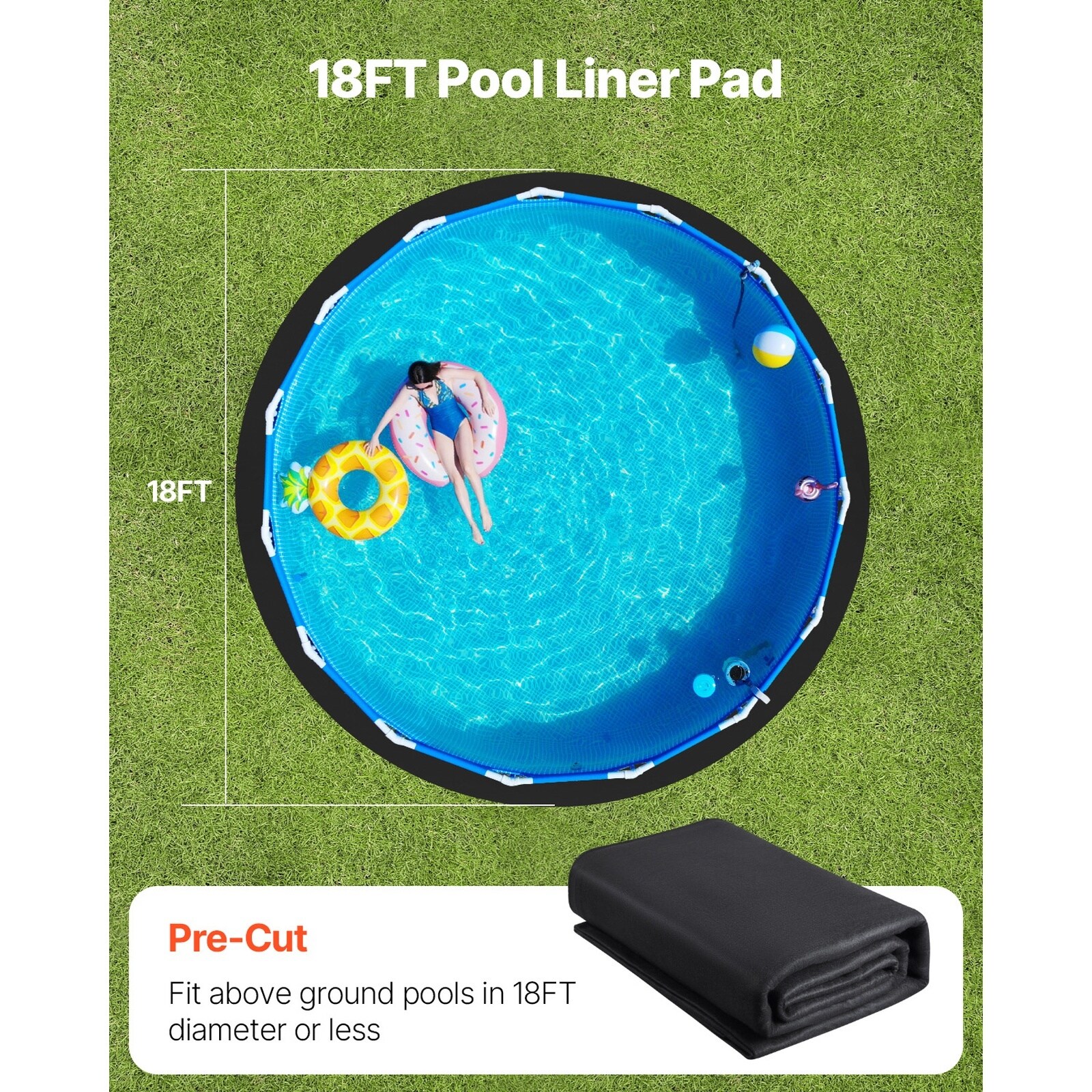 GIVIMO 18-ft Round Pool Liner Pad for Above Ground Swimming Pools ...