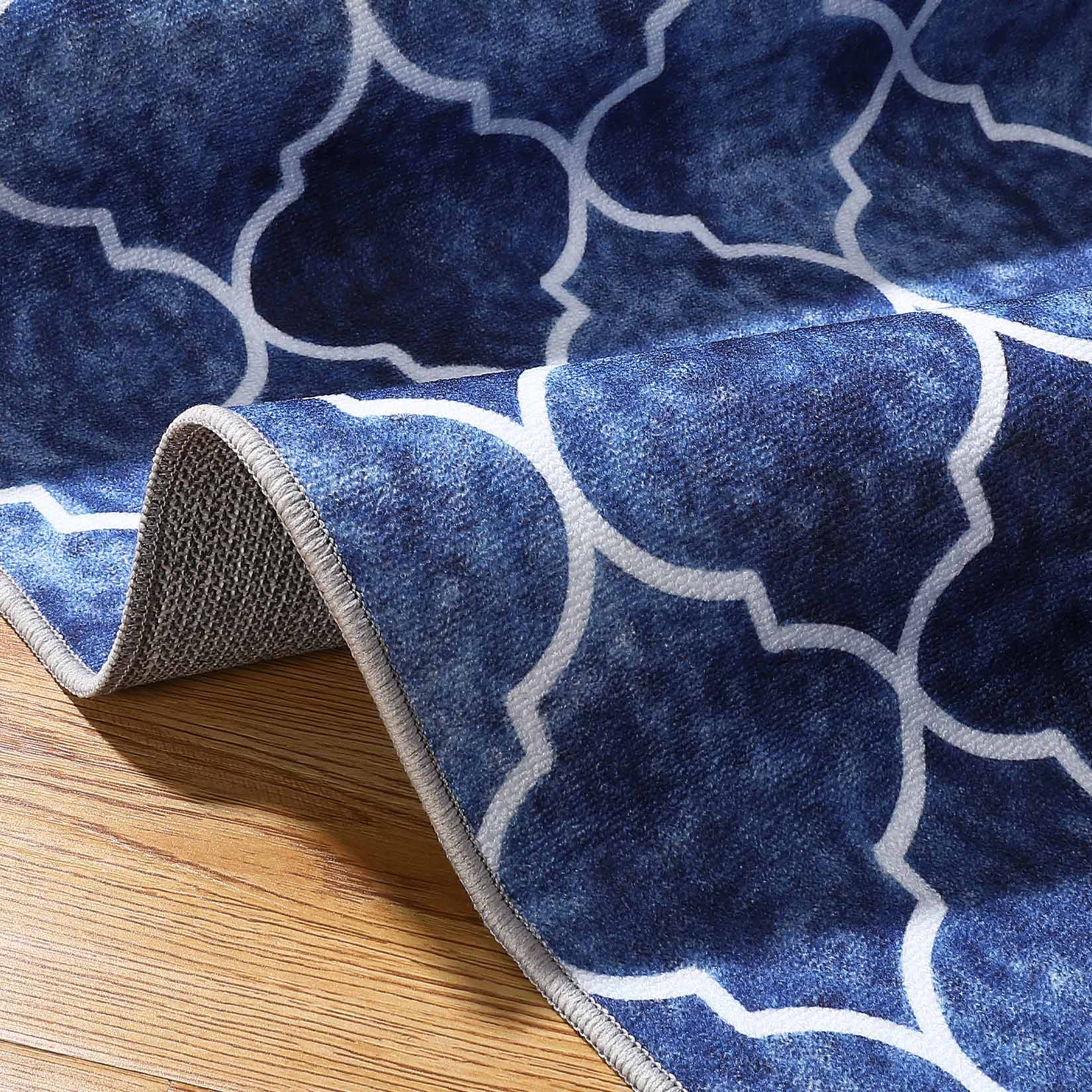 Garvee 9 x 12 (ft) Loomed Navy Blue Rectangular Indoor/Outdoor ...