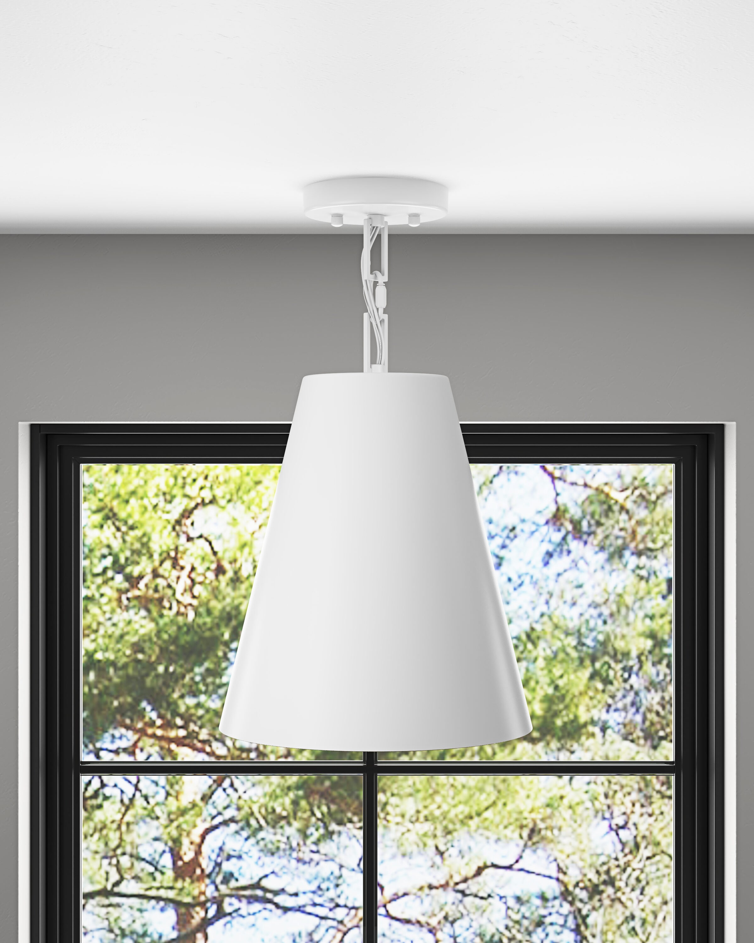 Aiwen 1-Light 10.62-in White Led, Semi mount light AD-P201-WHITE at ...