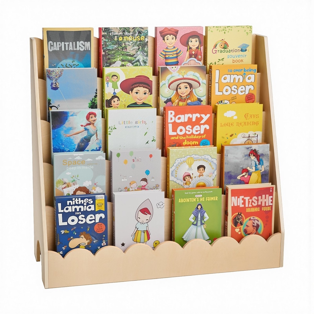 GIVIMO 5-Tier Montessori Bookshelf Scalloped Front-Facing Toddler ...