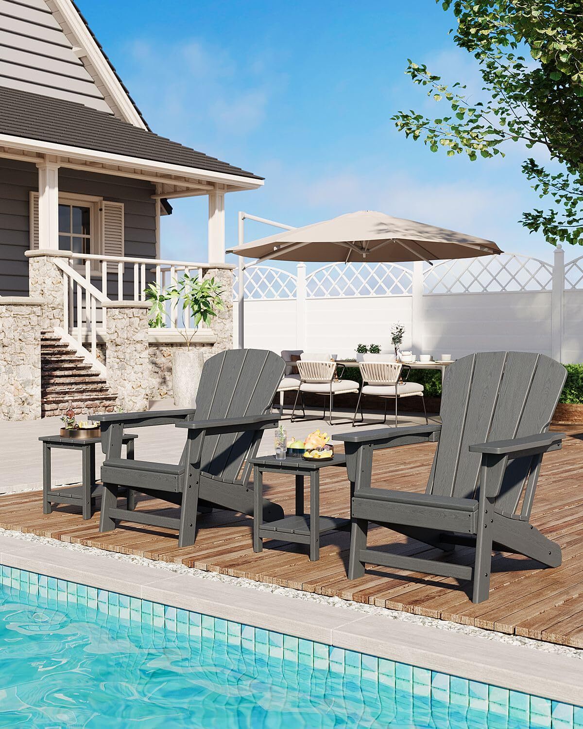 GarveeLife Modern HDPE Plastic Adirondack Chair Oversize 380 LB Poly ...