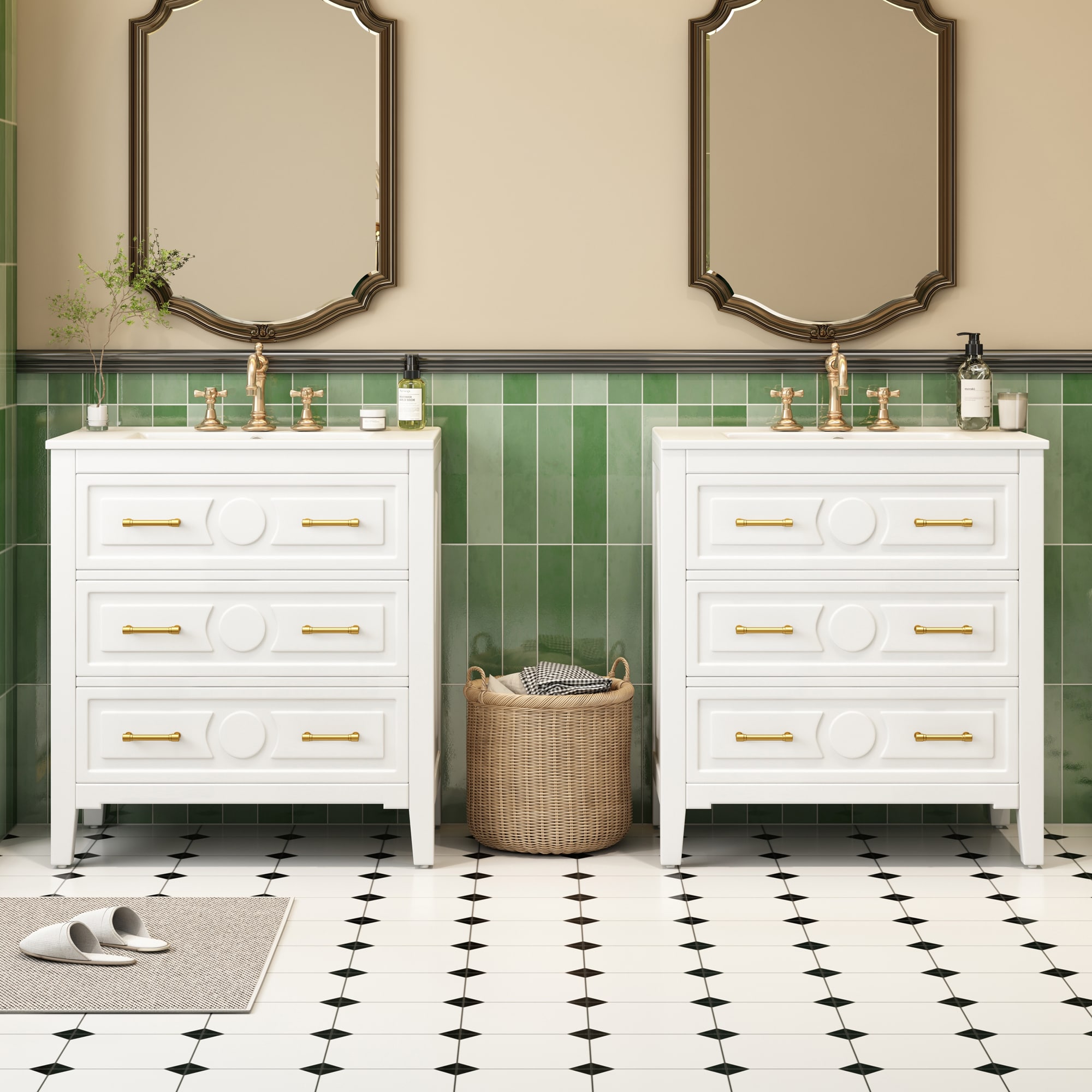 Tatayosi 60inches Bathroom Vanity with Ceramic Sink Combo Free Standing ...