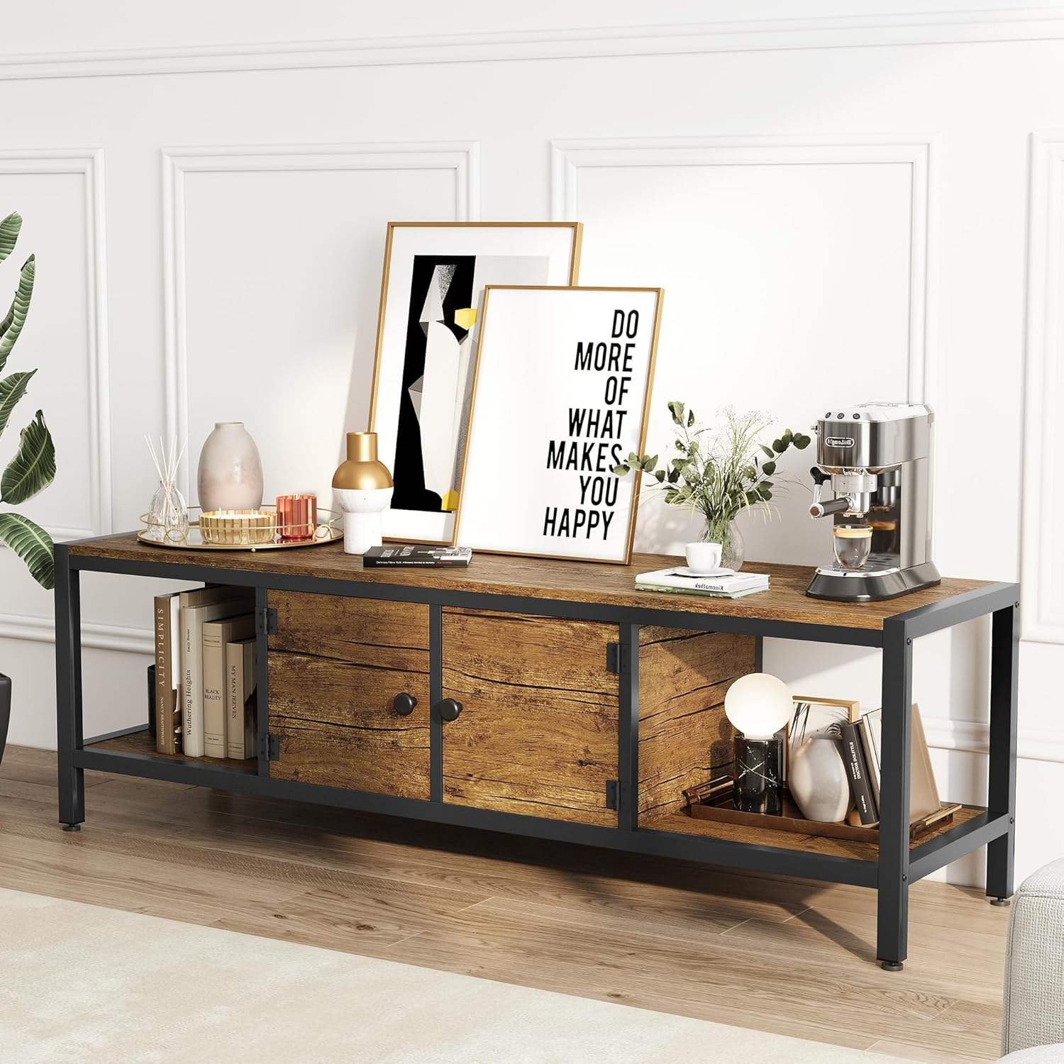 Qeetex 65 Inch TV Stand Up to 75 Inches TVs Modern Entertainment Center ...