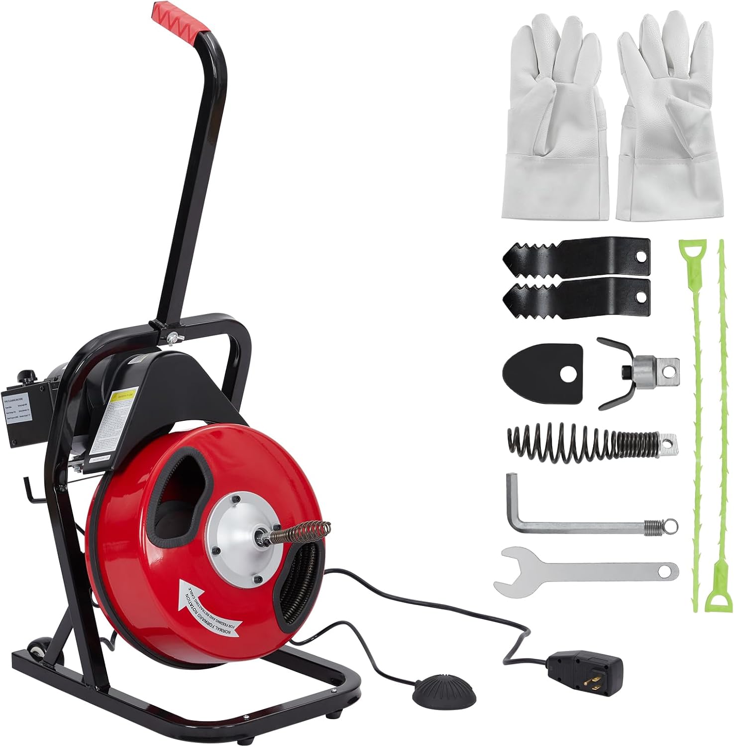 Qeetex Drain Cleaner Machine 50FT 1-2Inch Sewer Snake Cleaning Machine ...