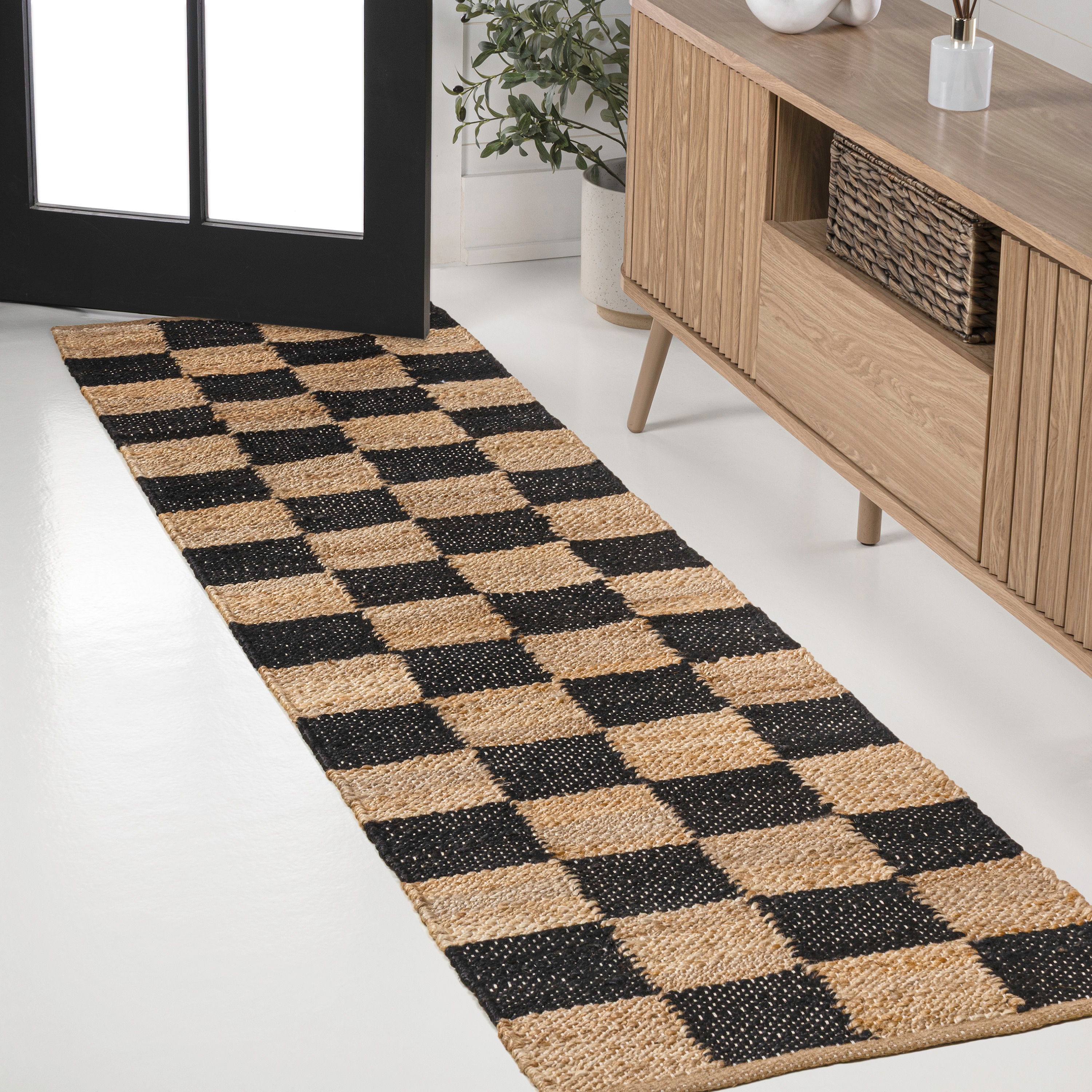 JONATHAN Y NATURAL FIBER Theo Modern Farmhouse Woven Checkerboard 2 x 8 ...