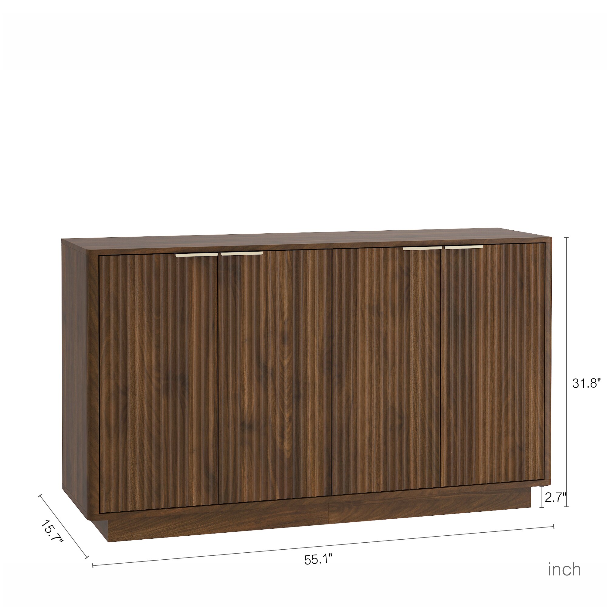 Tinyhomie Wood Modern Buffet Cabinet with Storage Fluted Sideboard ...