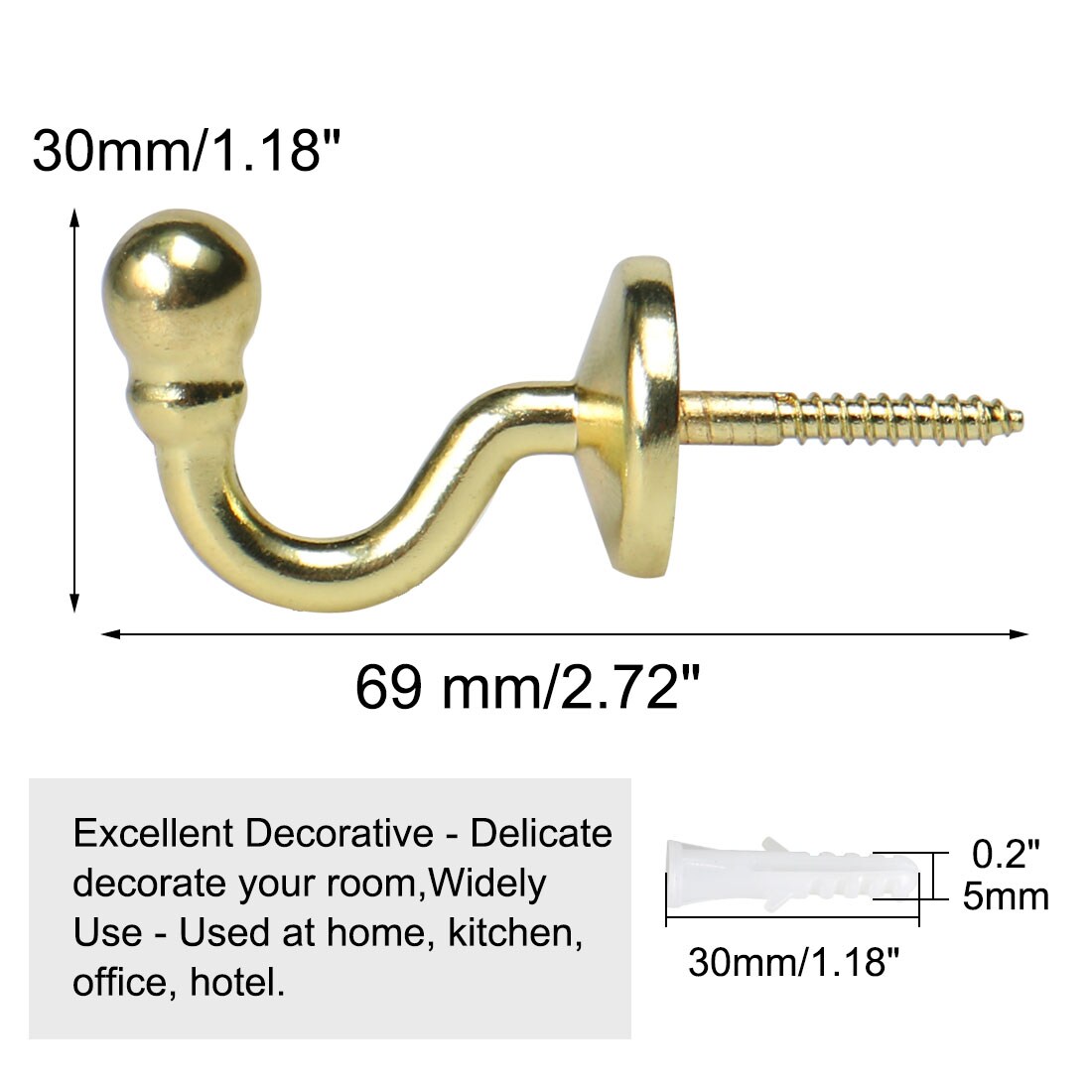 Unique Bargains Curtain Tieback Hooks Stainless Steel Tassel Curtain ...