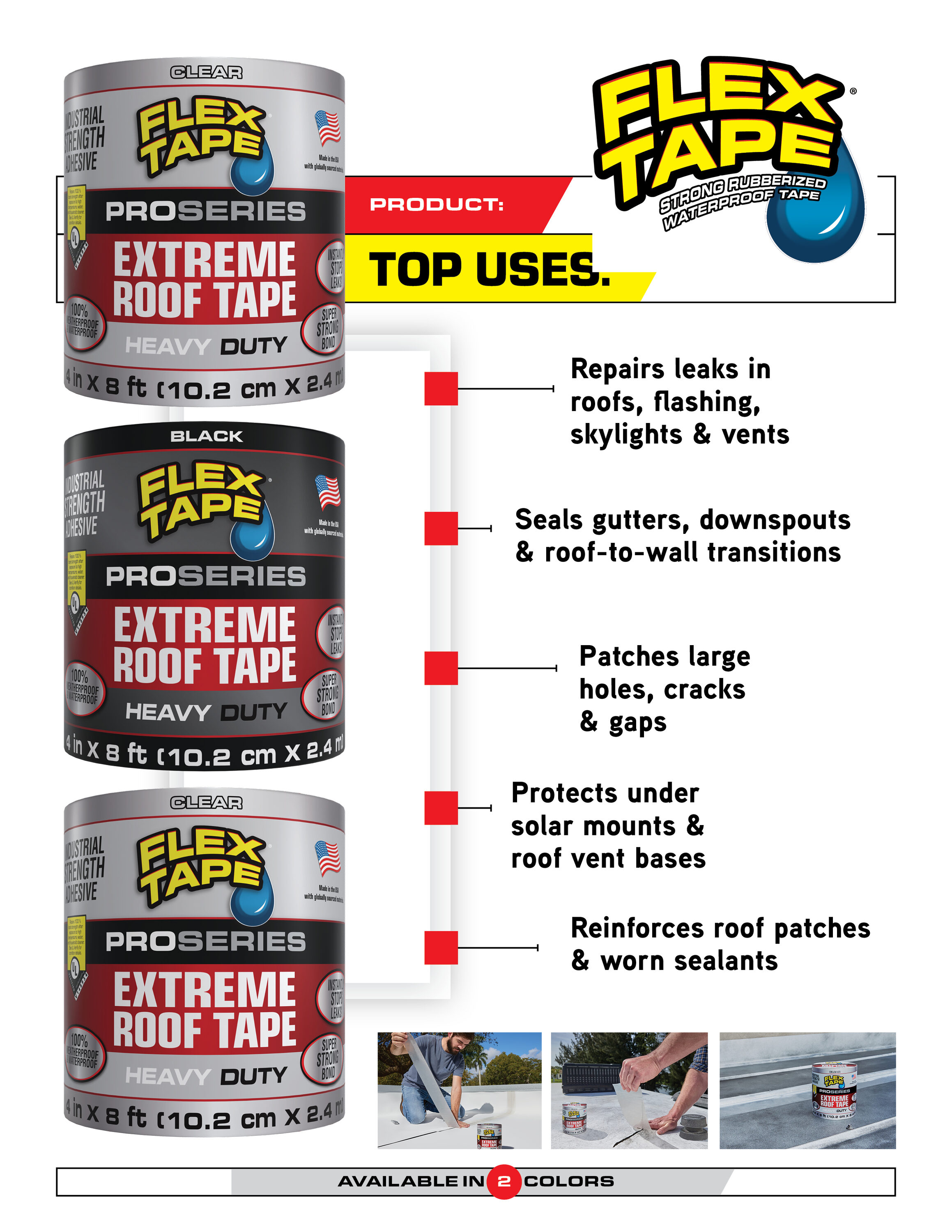 Flex Tape Waterproof Pro Series 4-in x 8-ft Roof Seam Tape in the Roof ...