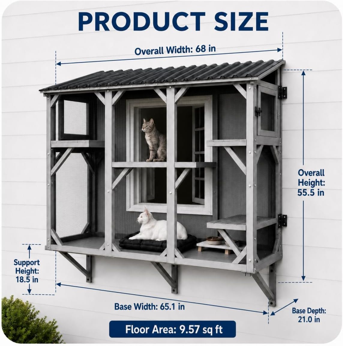 GAOMON 70inch Large Catio Cat Enclosure - Wood Cat Patio with UV ...