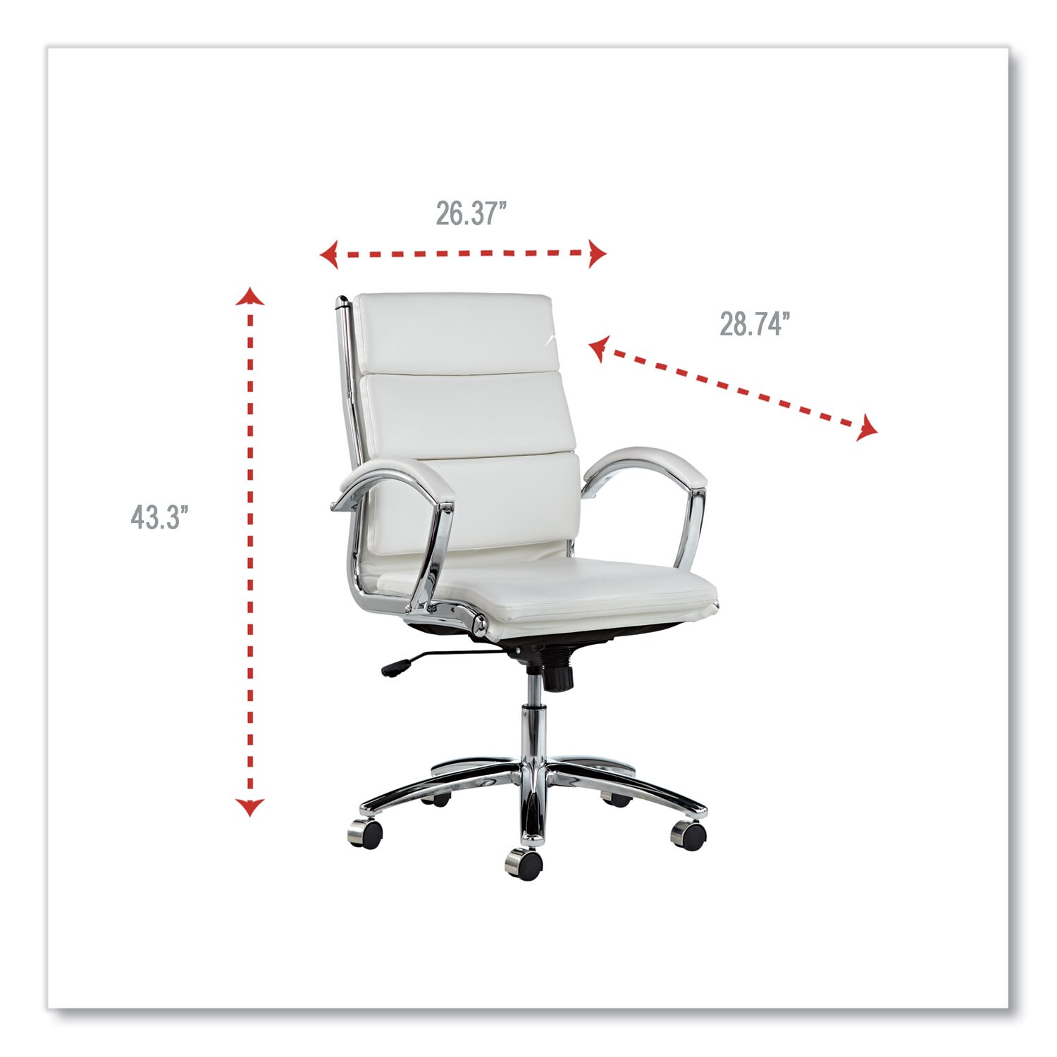 Alera Neratoli Series Mid-Back Slim Profile Chair - White Faux Leather ...