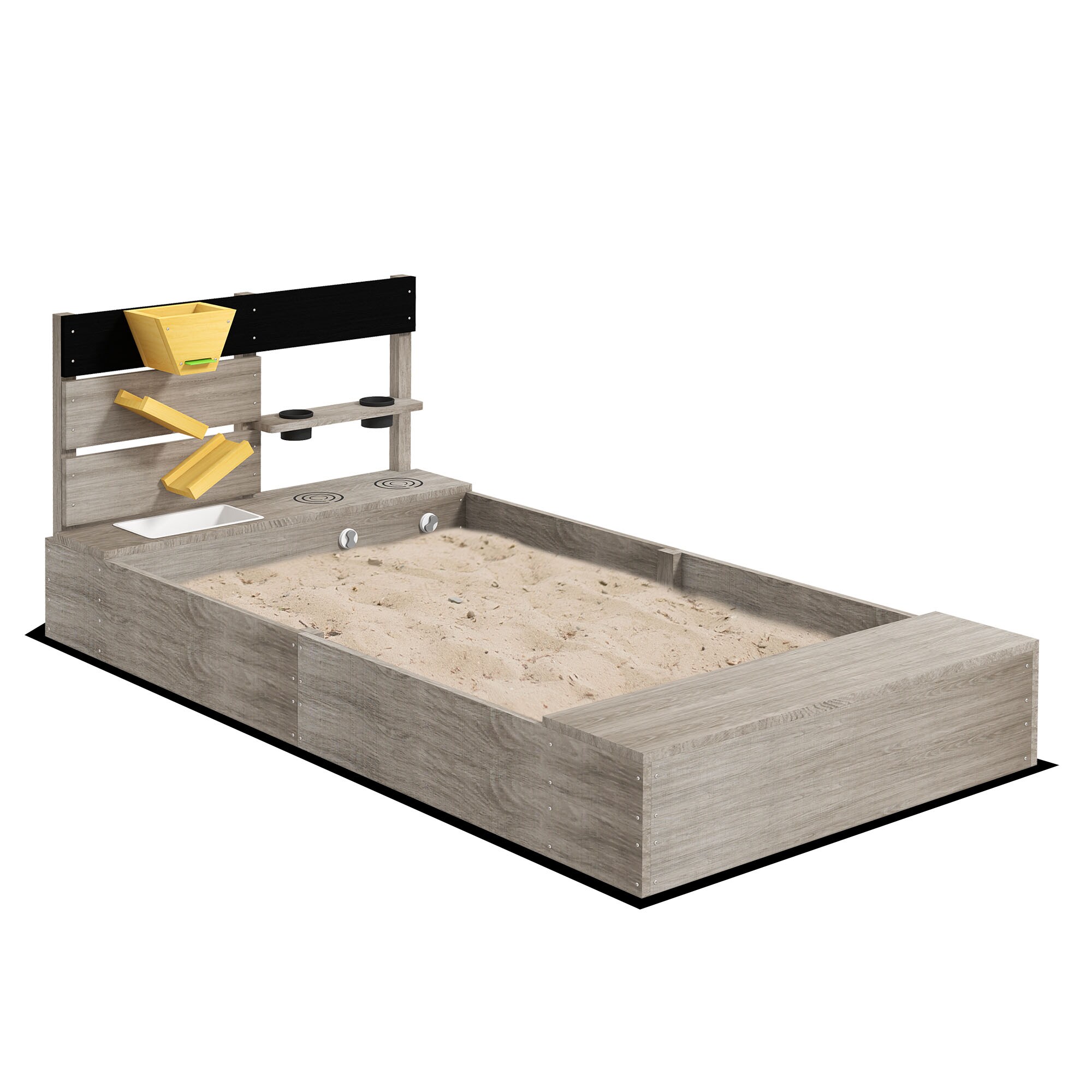 LOVMOR Wooden Sandbox with Liner Kitchen Design Sink for 3-7 Years Old ...