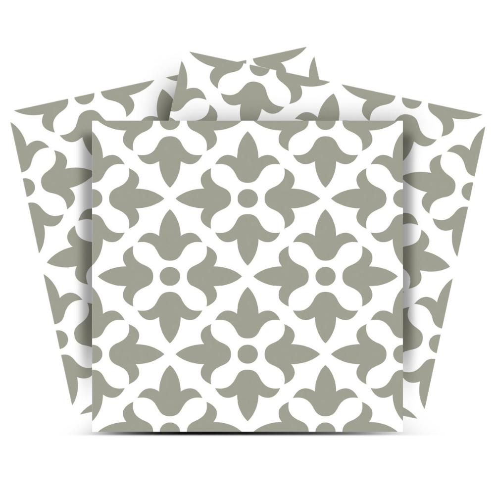 HomeRoots 12 inch X 12 inch Sage Gray Fleur Removable Peel and Stick ...