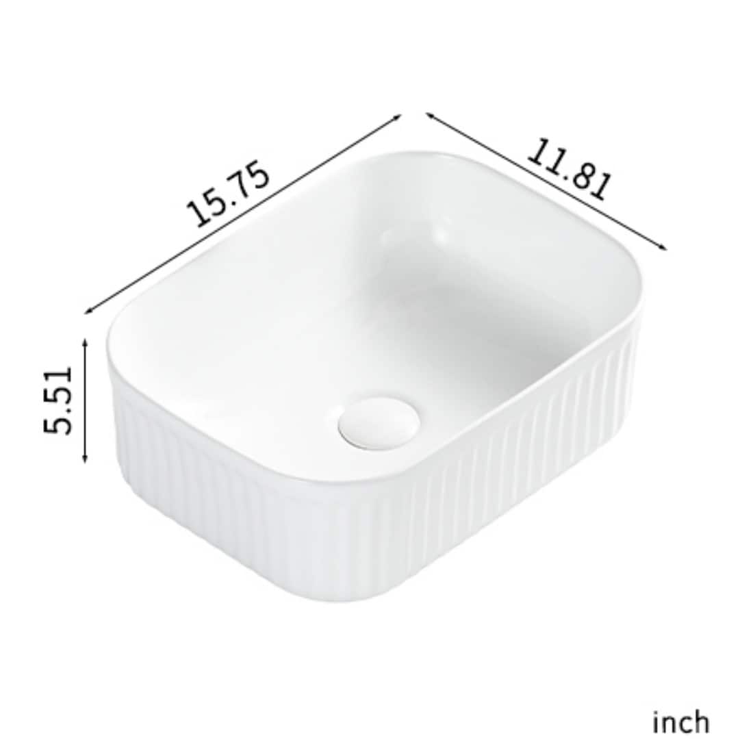 Tatayosi Bathroom Vessel Sink Rectangle Basin Above Counter White Stone ...