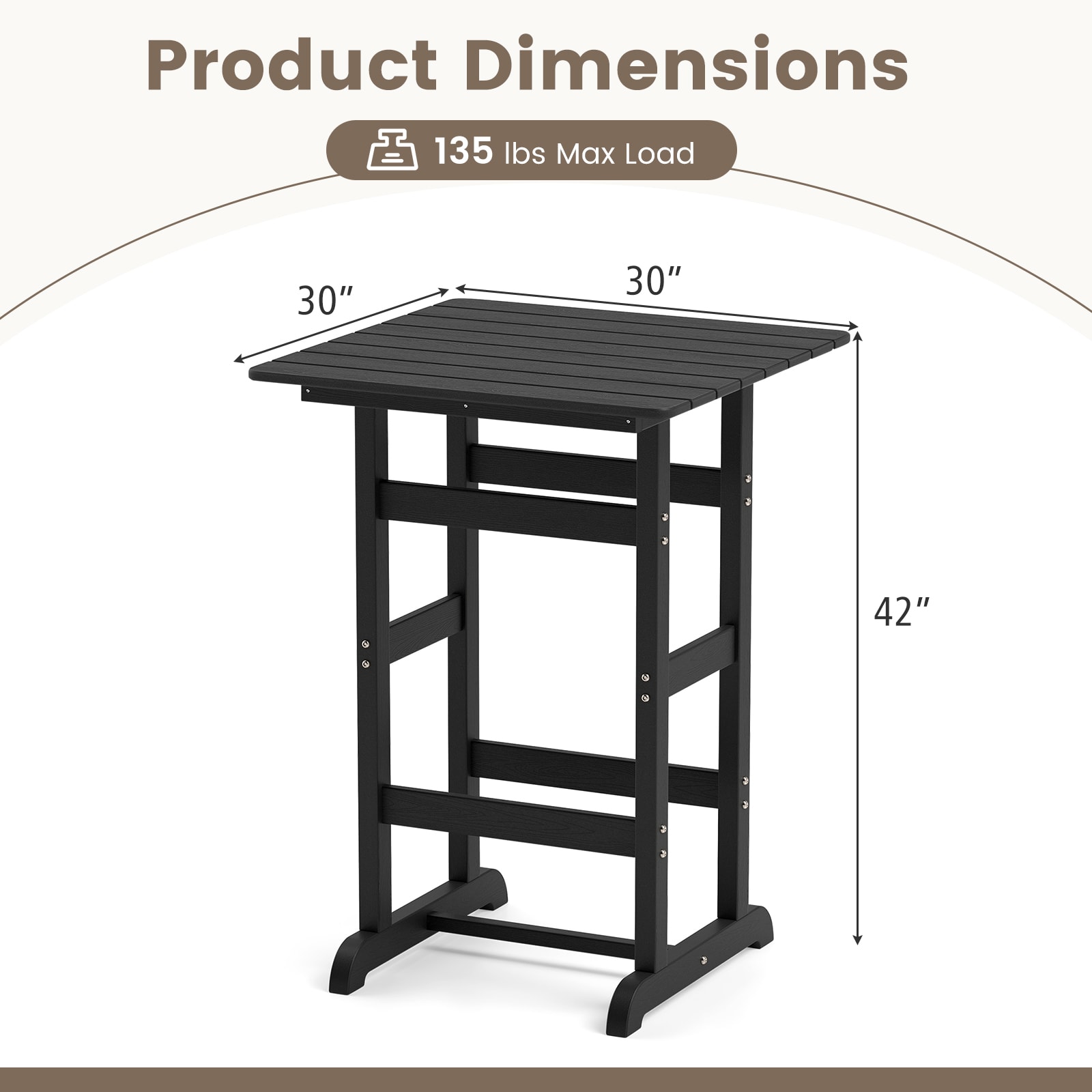 Ayelon Square Outdoor Bistro Table 30-in W x 30-in L in the Patio ...
