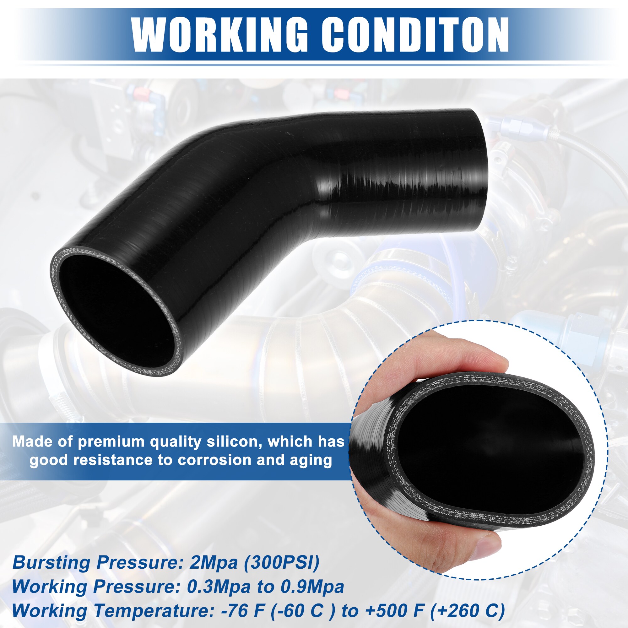 Unique Bargains 45 Degree 2.0 Inch to 2.5 Inch ID 4Ply Car Elbow ...