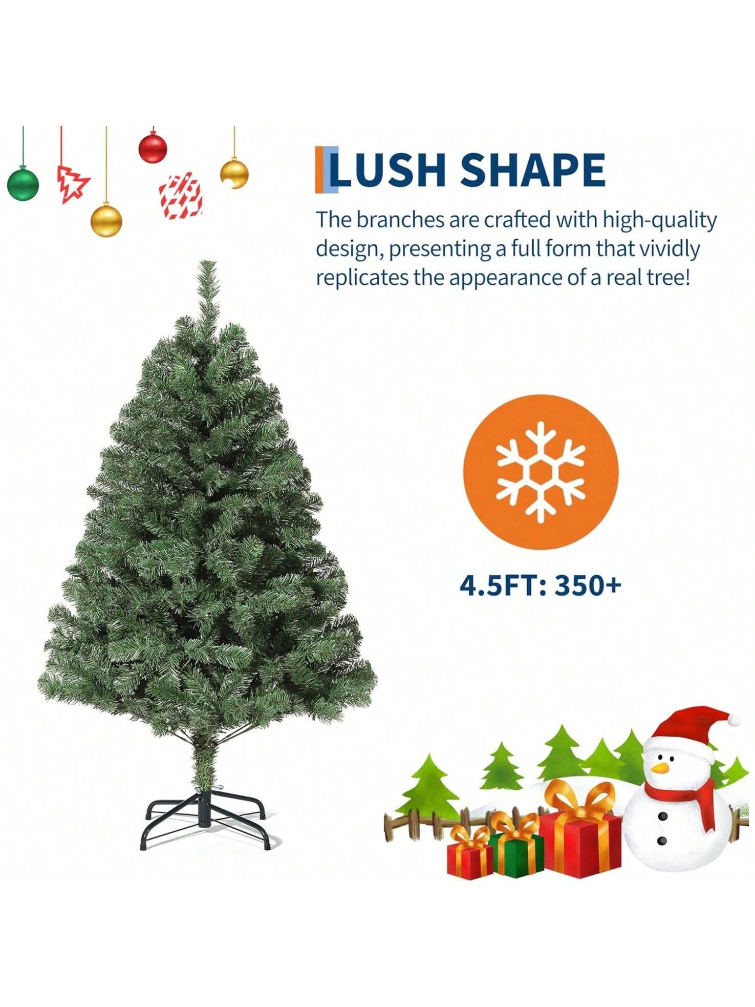 Qeetex 4Ft With Light Artificial Christmas Tree Hinged Branches And ...