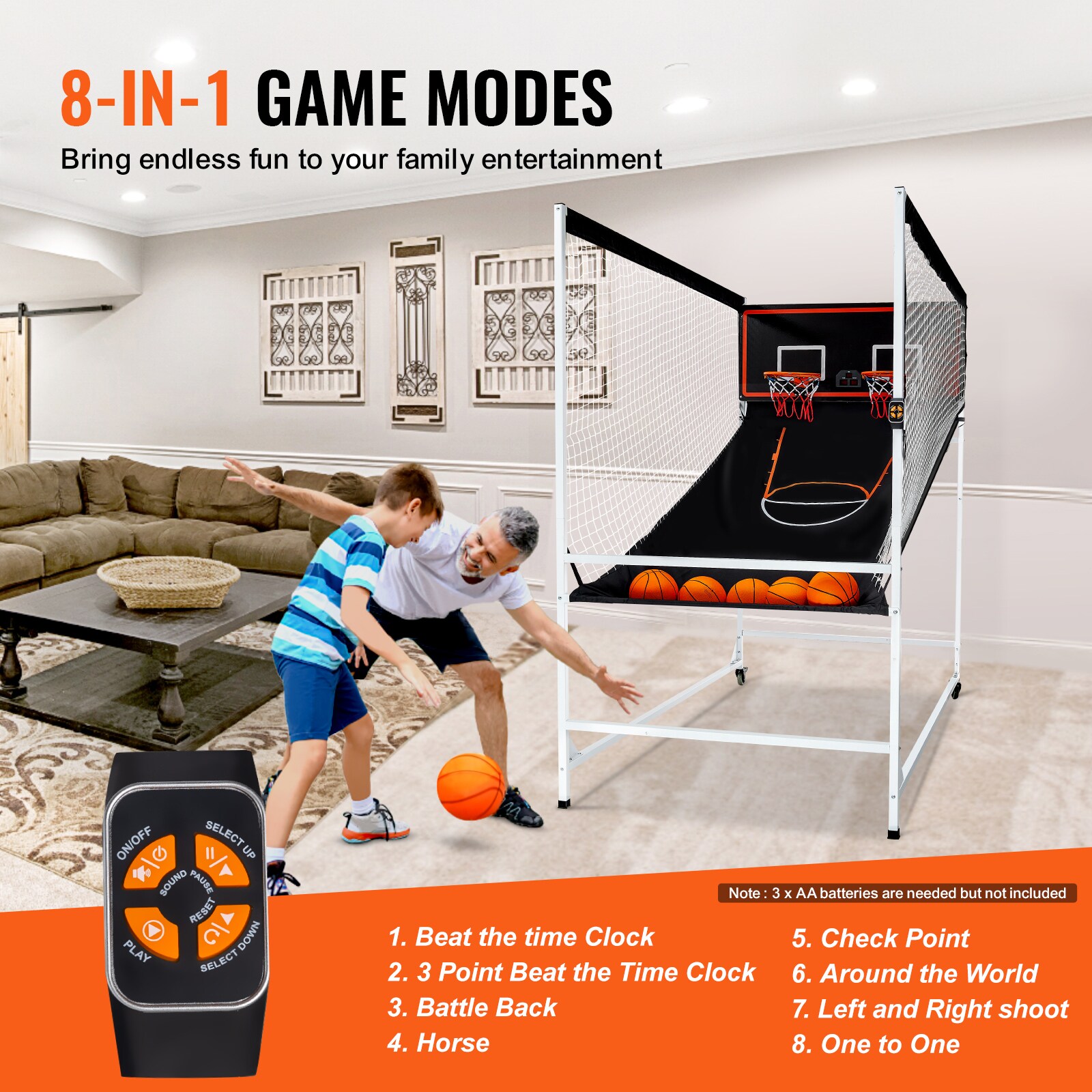 GIVIMO 7.5-ft Arcade Cage Basketball Game - 2-Player Indoor Dual-Shot ...