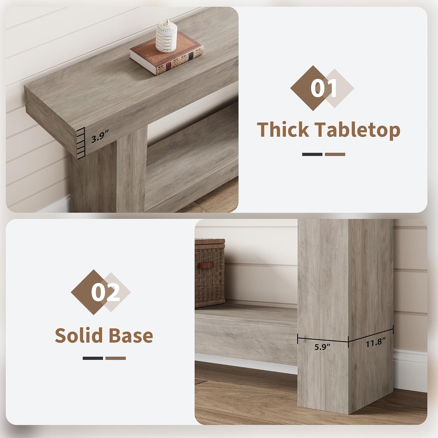 GarveeLife Entryway Console Table Farmhouse 2-Tier Entryway Table Long ...