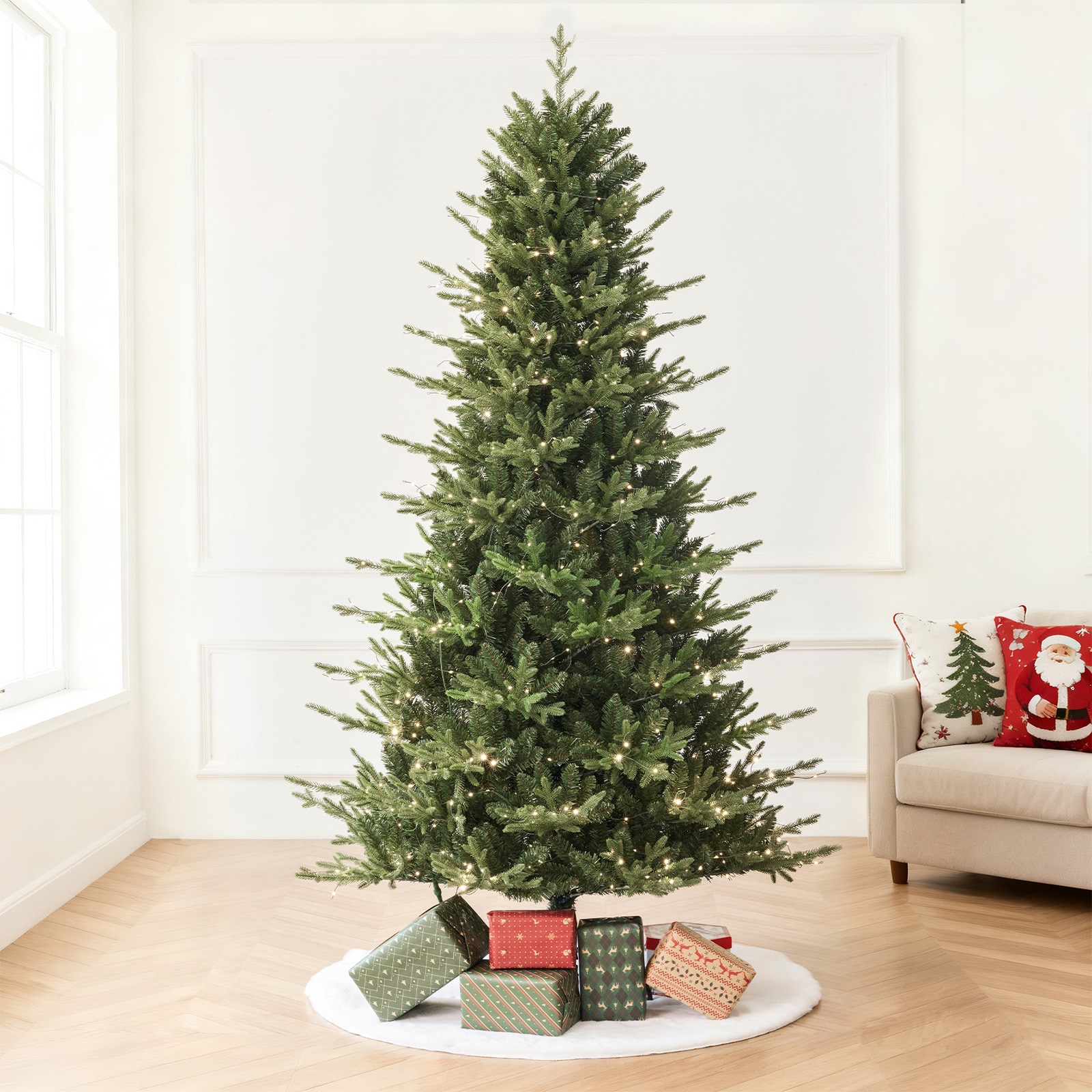 Upsimples Fraser Slim Fir 7.5ft Christmas Tree Pre Lit Artificial with ...