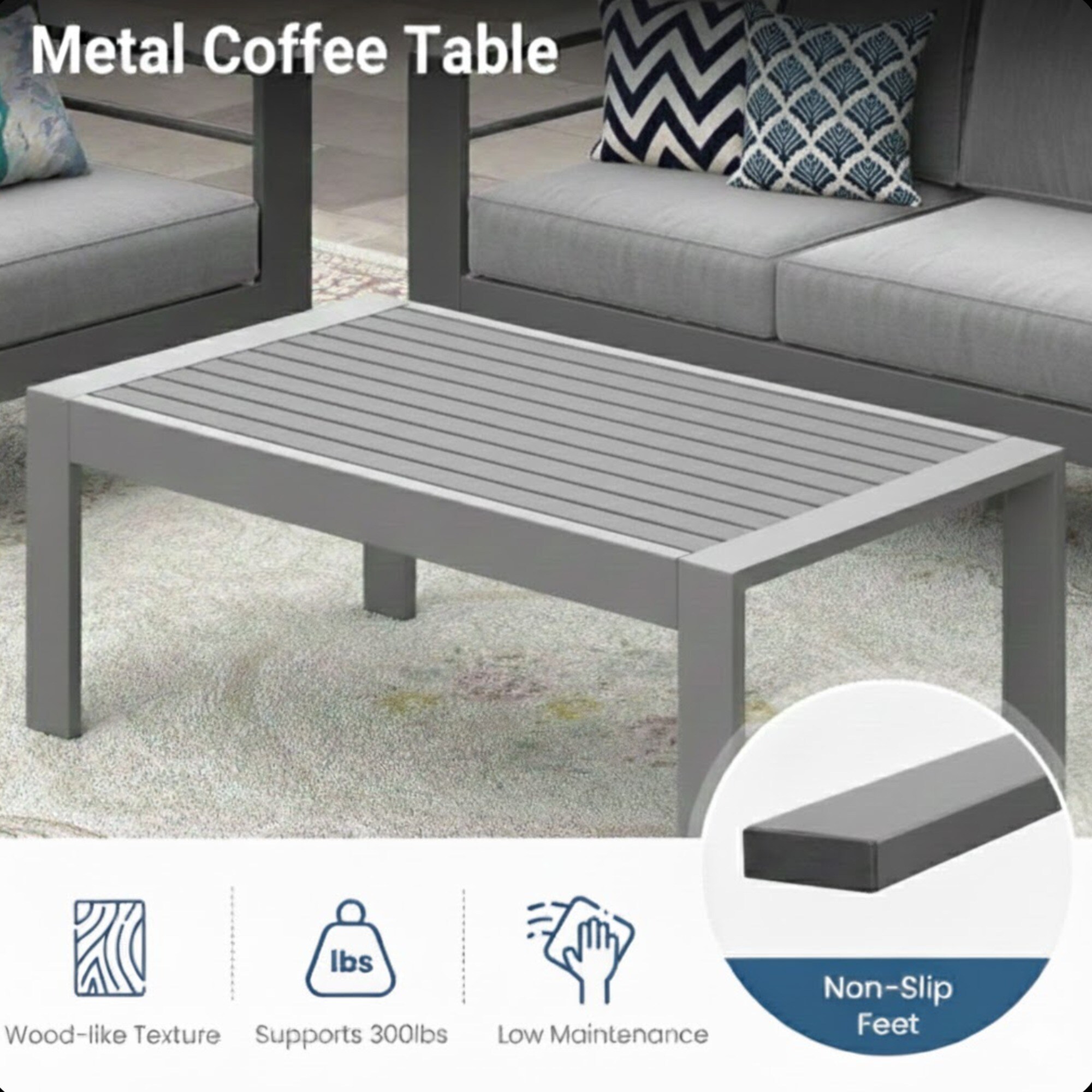 LUXEYARD Pieces Outdoor Patio Set All Weather Seat Metal Patio Sofa ...
