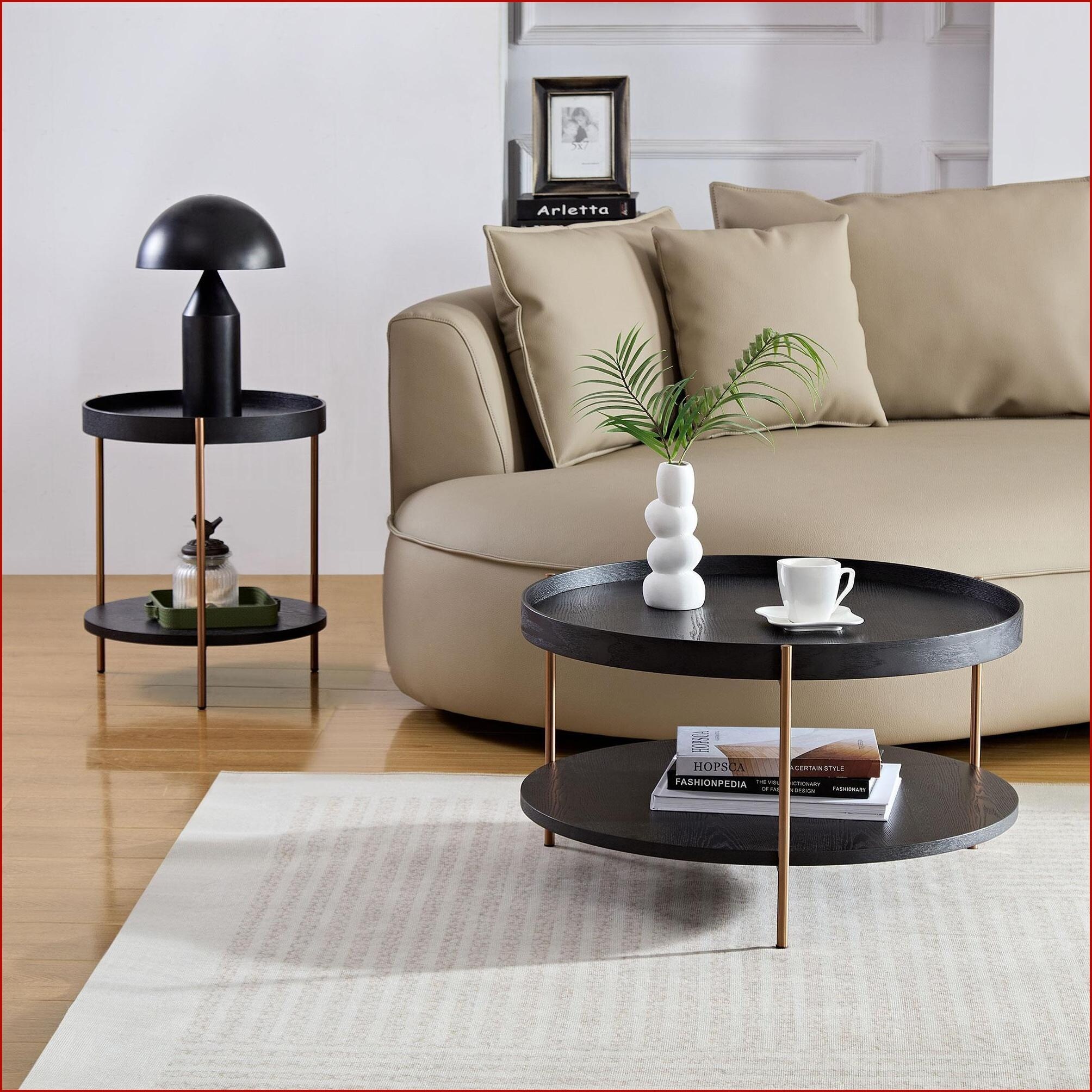Watnature 2 Tier Black MDF Nesting Coffee Table Set for Living Room ...