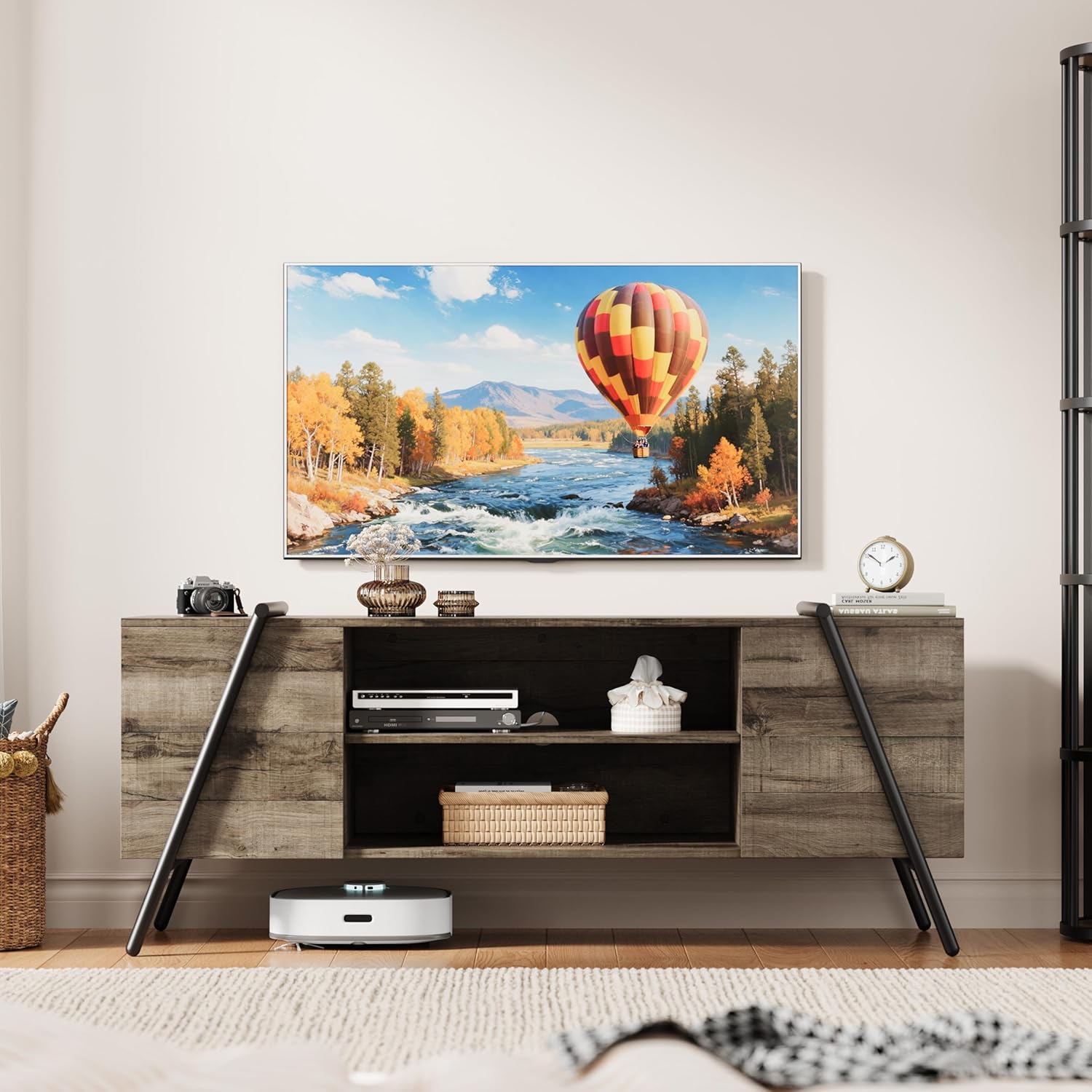 Garvee TV Stand for 60 65 Inch TV Modern Mid Century Entertainment ...