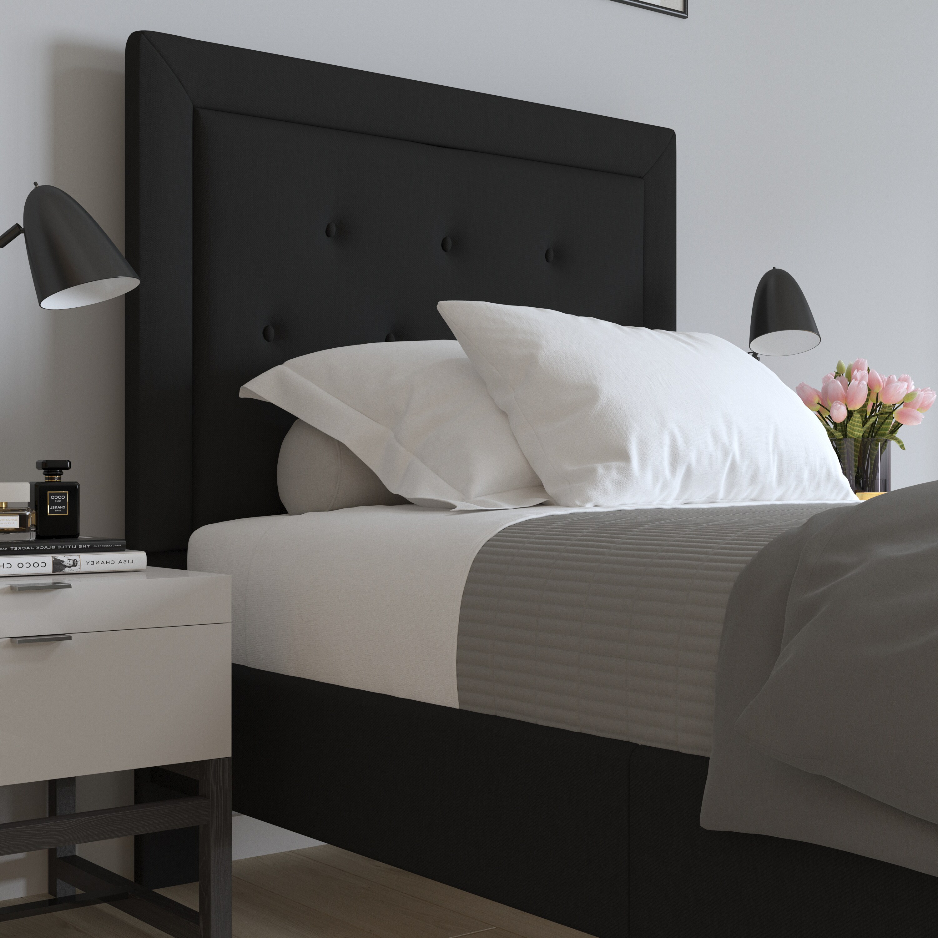 Merrick Lane Mallory Twin Size Platform Bed Tufted Upholstered Platform ...