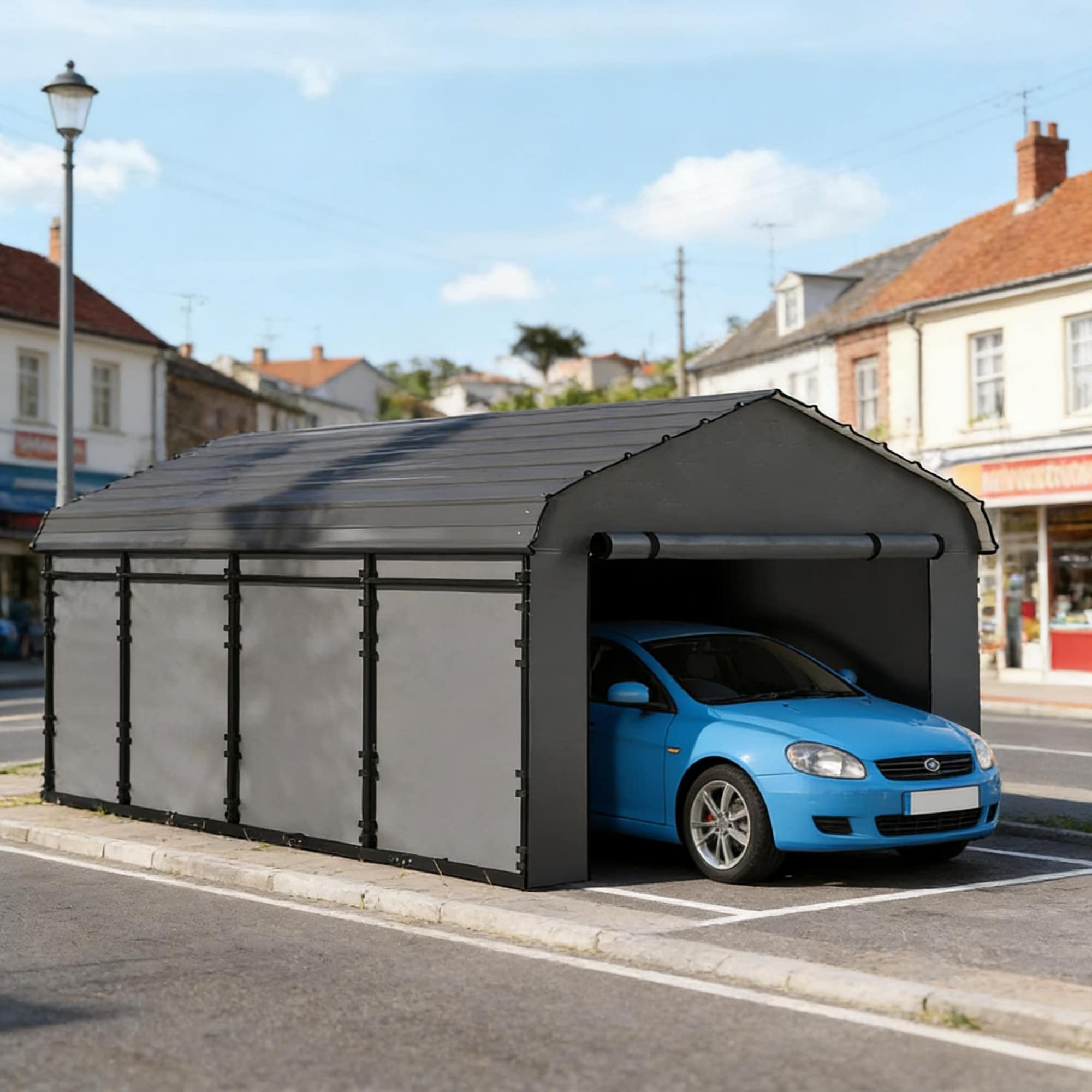 Wooakway Outdoor Heavy Duty Garage Car Canopy Metal Carport in the ...