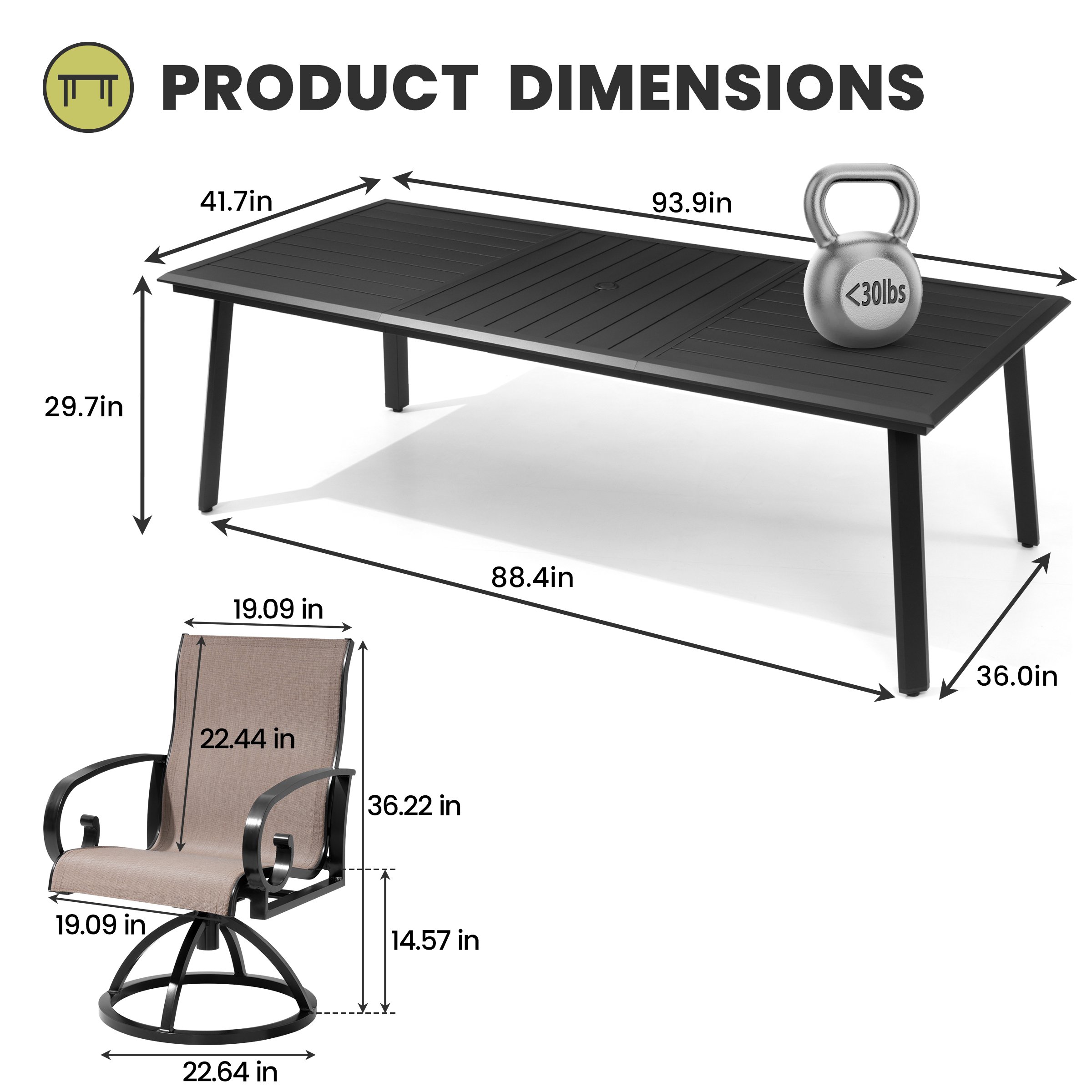 Crestlive Products 9 -Piece Black Patio Dining Set Aluminum Rectangle ...