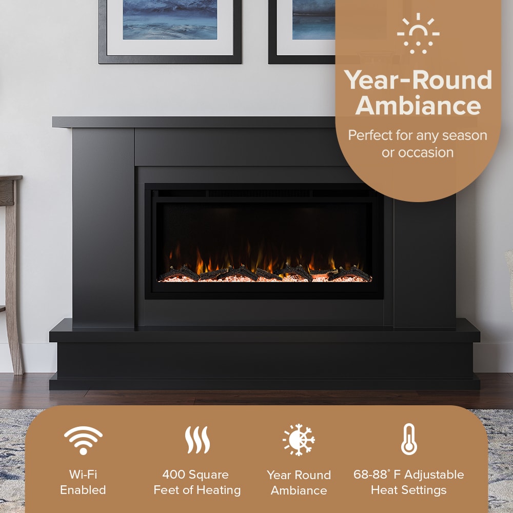 Modern Ember 64.25-in W Black Free Standing Fan-forced Flat Wall ...