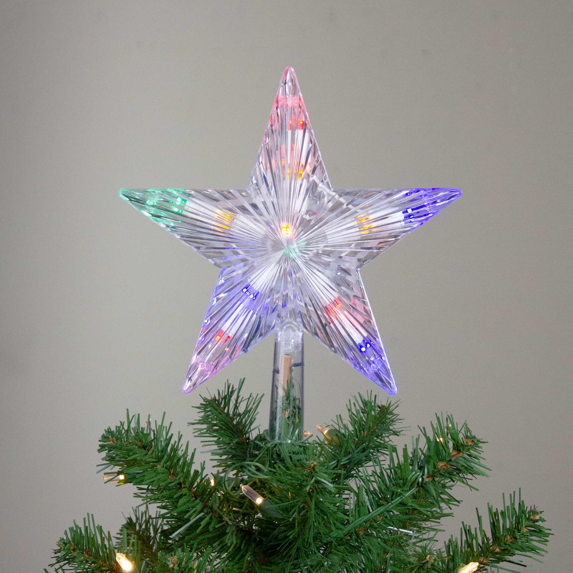 J. Hofert 9.5 inch Lighted Clear 5 Point Star Christmas Tree Topper ...